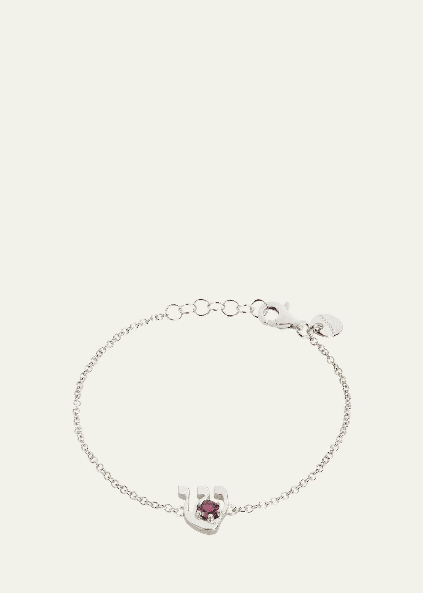 Procaccia Jewelry 18K Gold Hebrew SHIN Ruby Initial Bracelet, 6.7"L ...