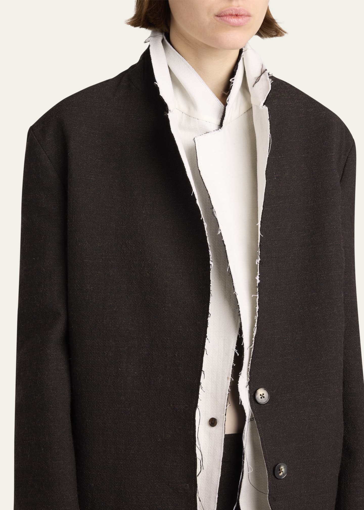 THE ROW Lysandre Layered Frayed-Trim Jacket - Bergdorf Goodman