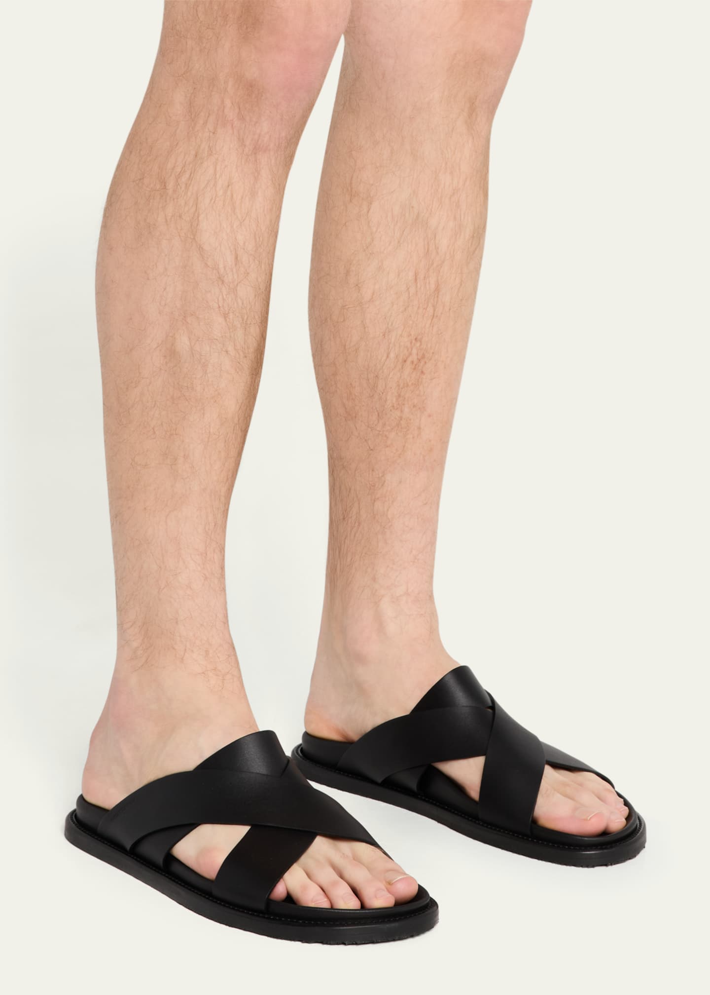 Stuart Weitzman Men's Berkley Leather Criss-Cross Slide Sandals ...