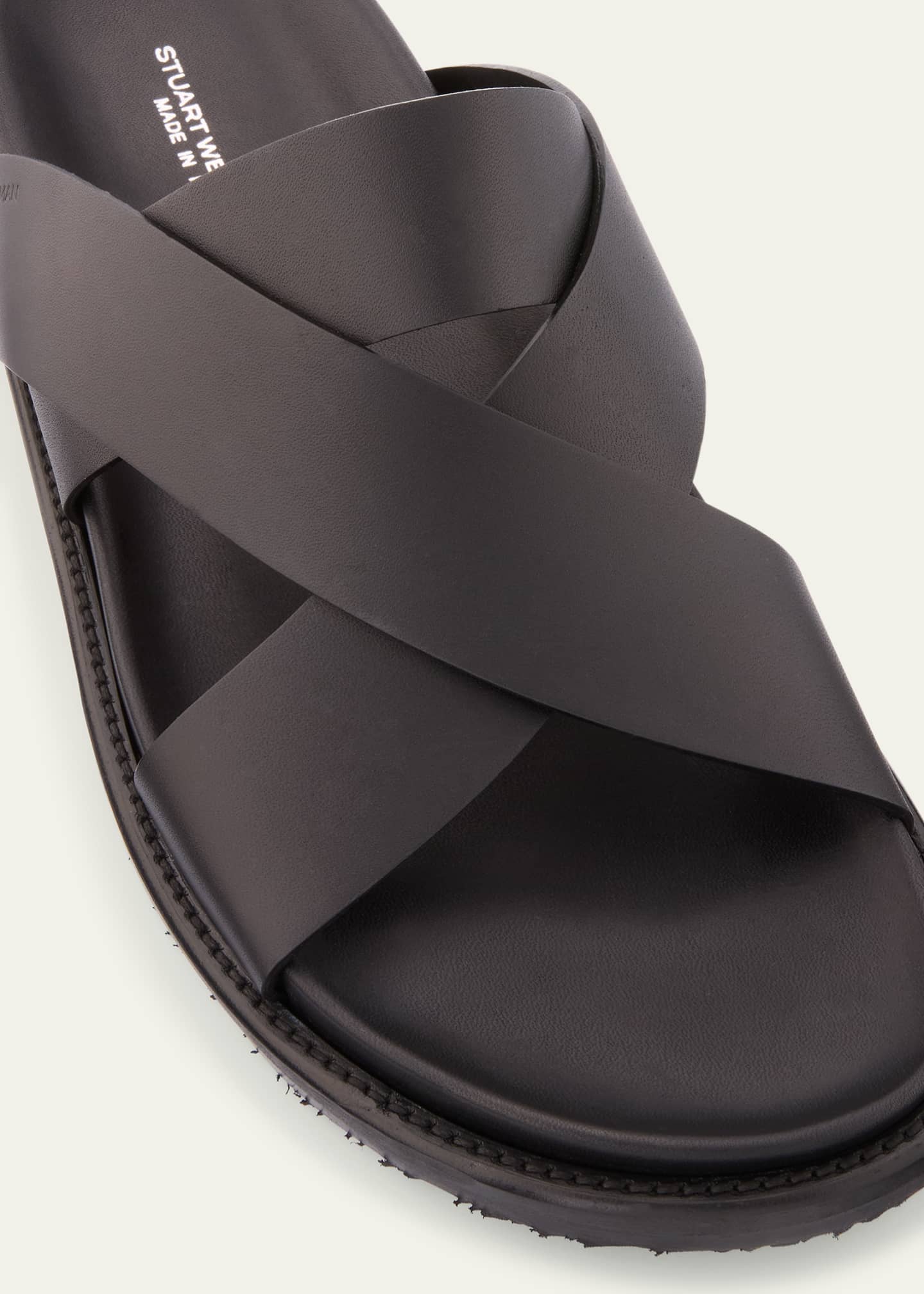 Stuart Weitzman Men's Berkley Leather Criss-Cross Slide Sandals ...