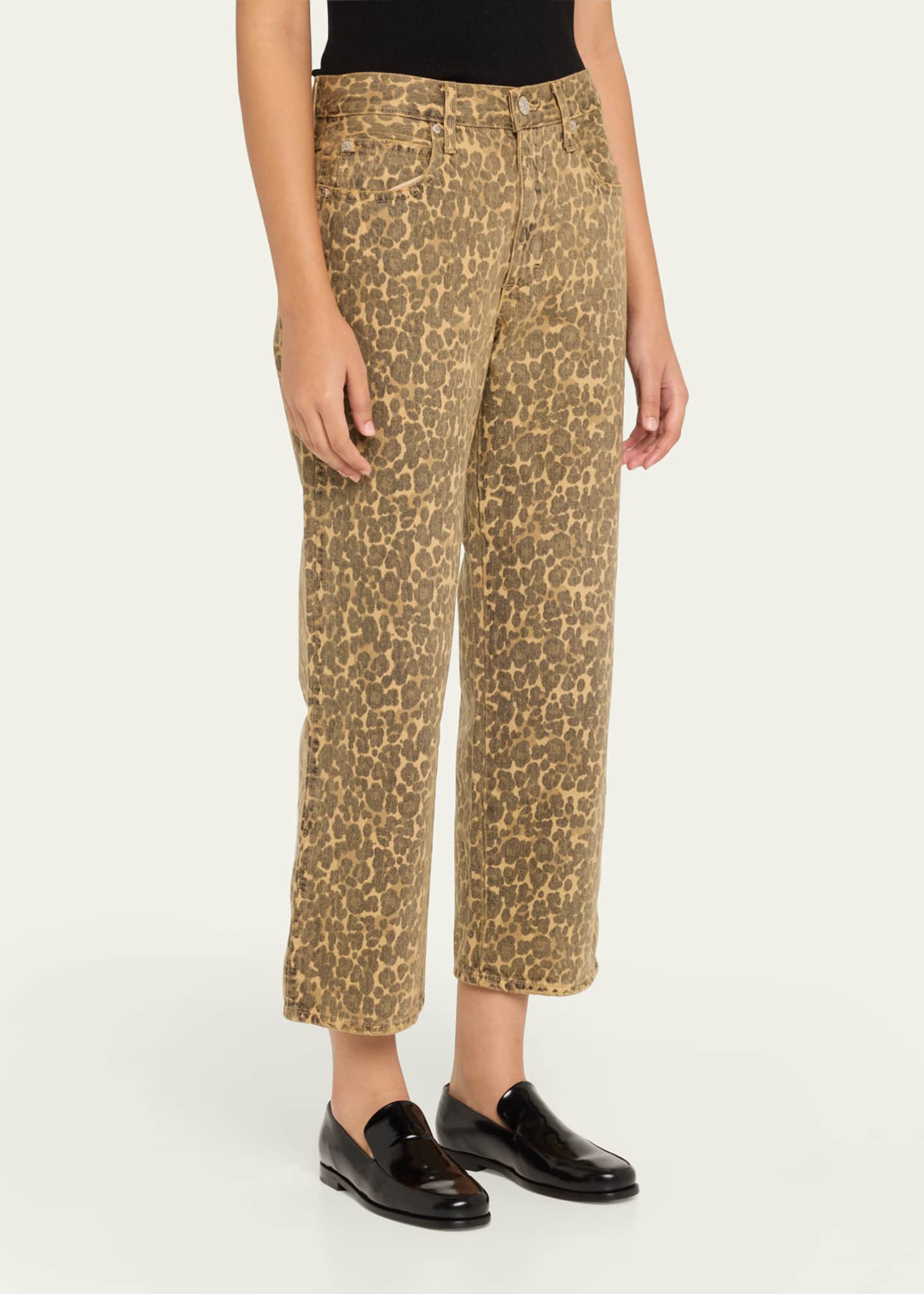 AMO Denim Billie Cropped Leopard Jeans - Bergdorf Goodman