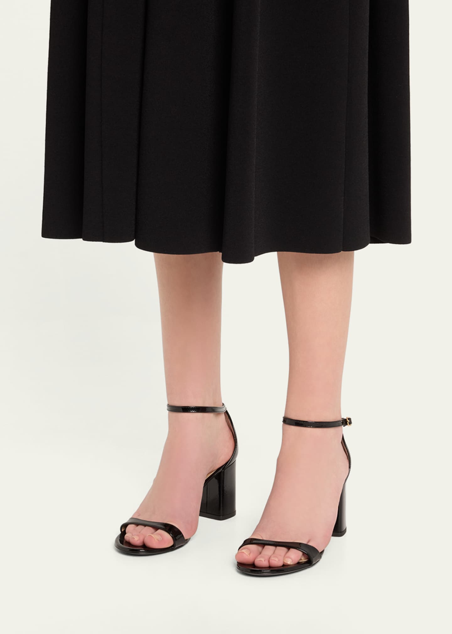 Stuart Weitzman Nudist II Leather Ankle-Strap Sandals - Bergdorf Goodman