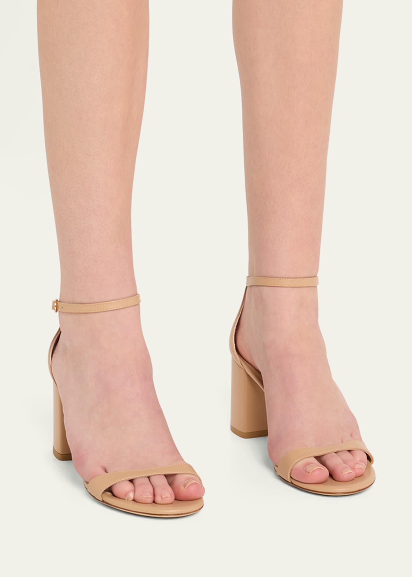 Stuart Weitzman Nudist II Leather Ankle-Strap Sandals - Bergdorf Goodman