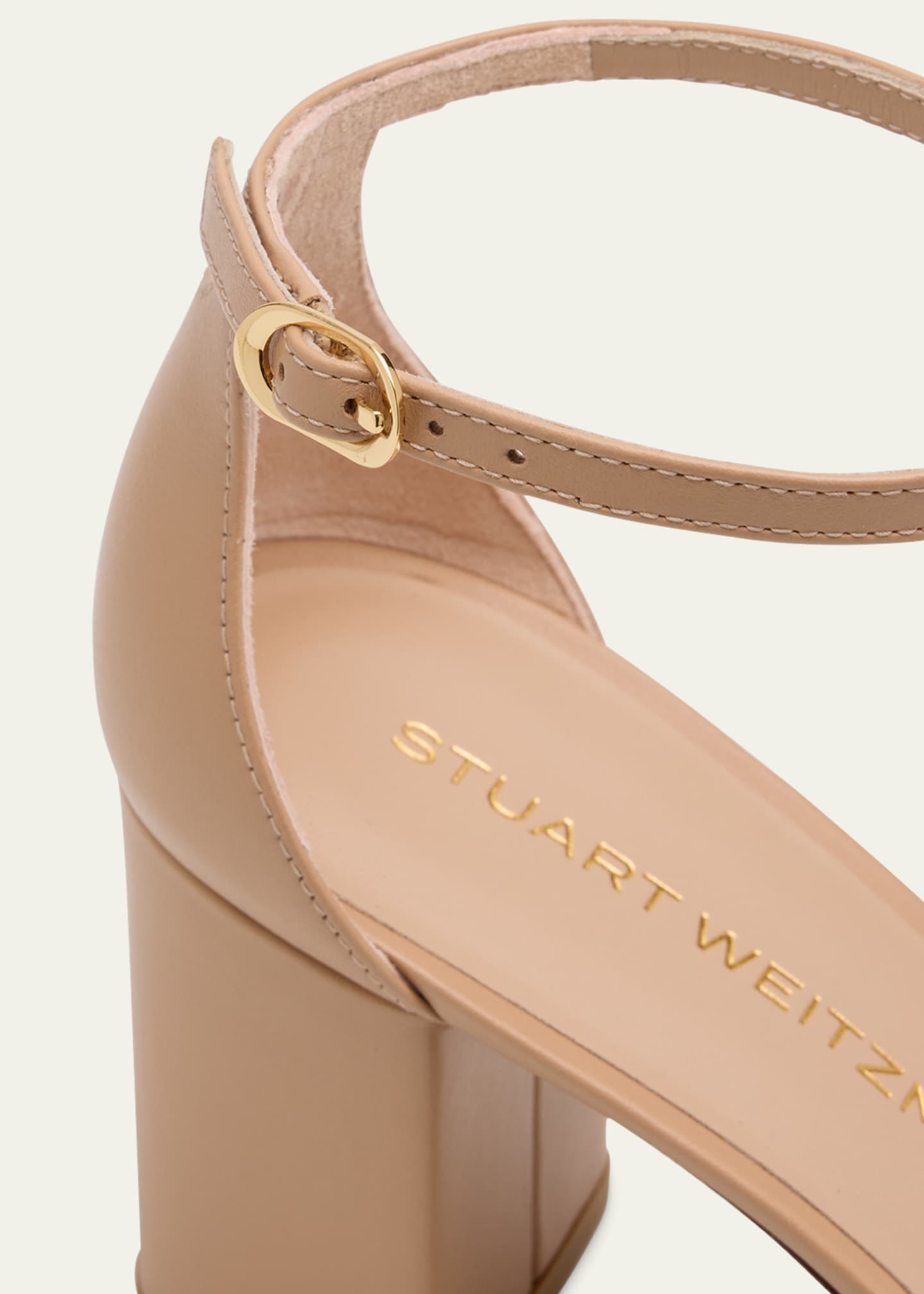Stuart Weitzman Nudist II Leather Ankle-Strap Sandals - Bergdorf Goodman