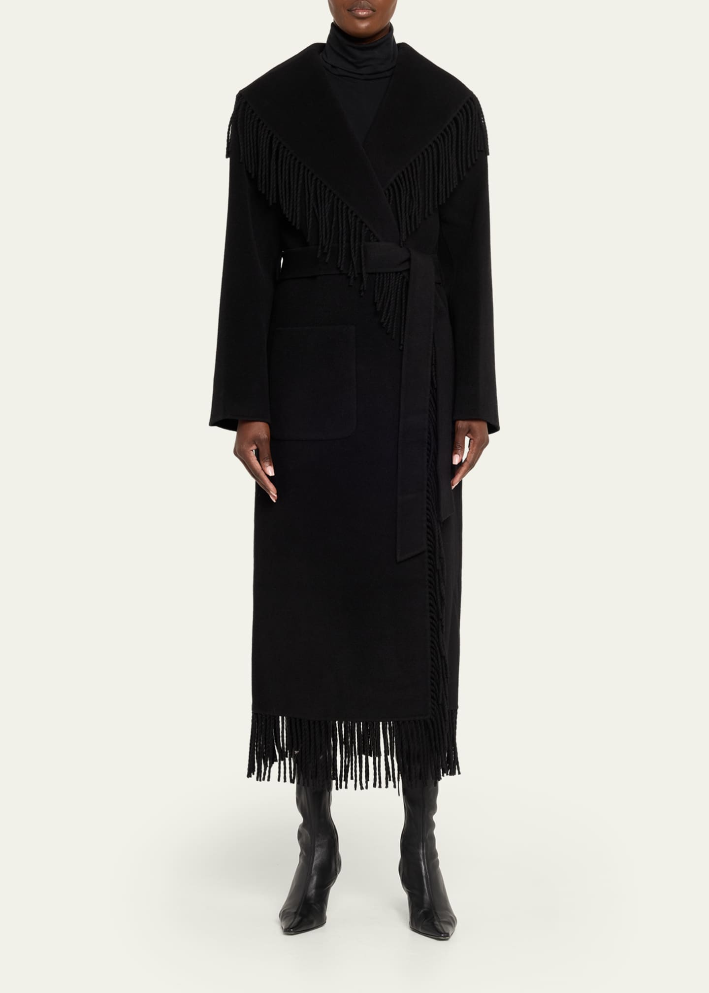 SIMKHAI Carrie Belted Fringe Robe Coat - Bergdorf Goodman
