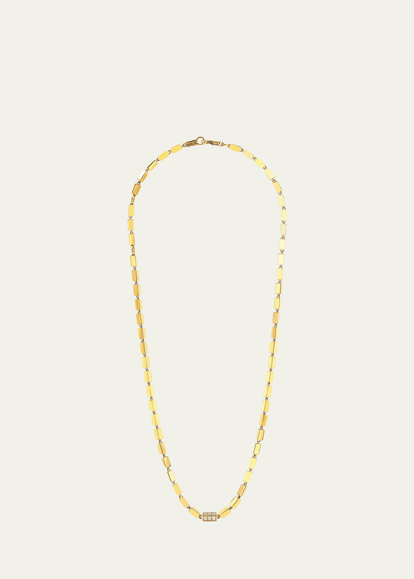 Suzanne Kalan 18K Yellow Gold Pave Diamond Link Block Chain Necklace ...