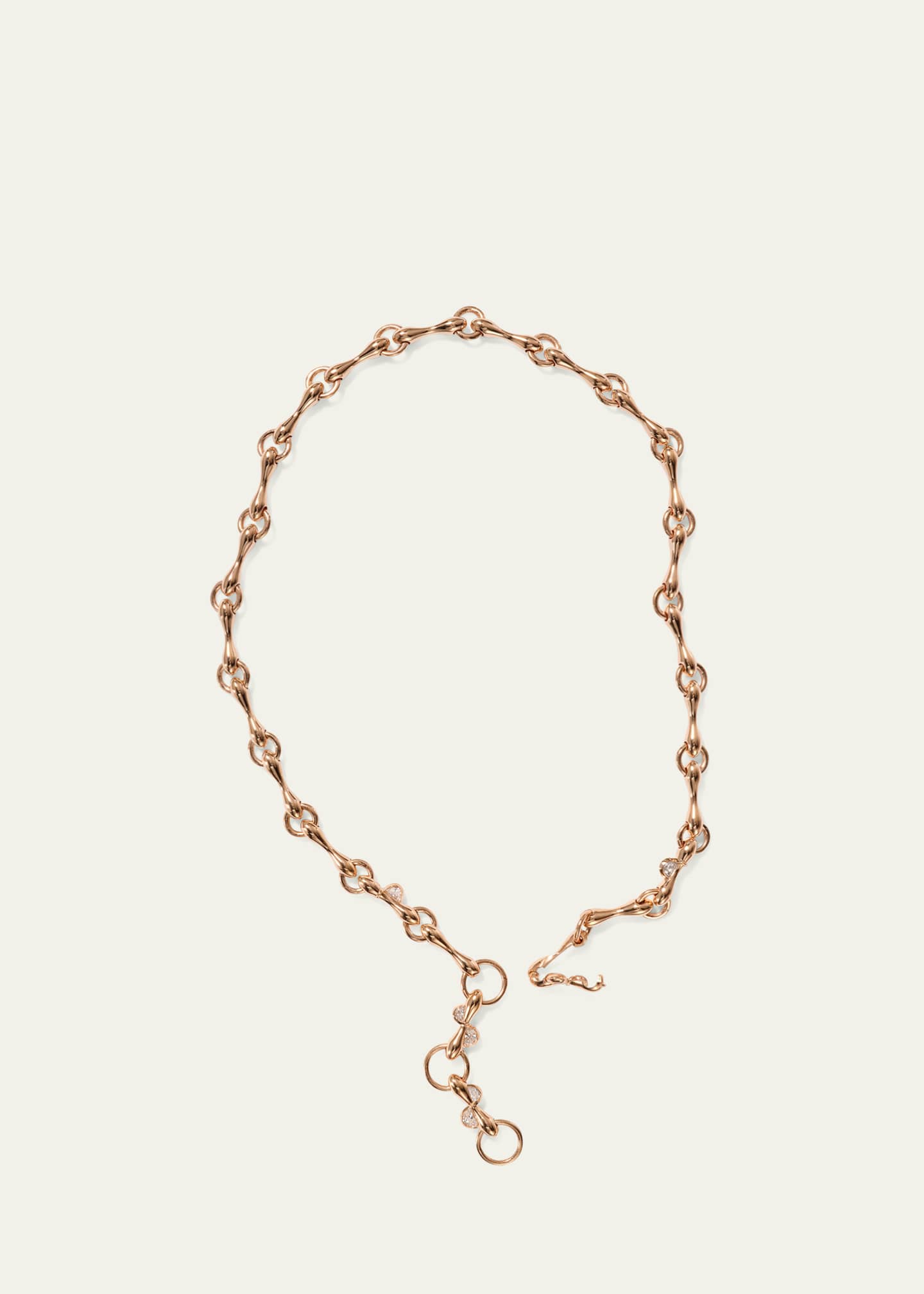 Nak Armstrong 20K Rose Gold Heavy Baton Chain Necklace with Diamonds ...