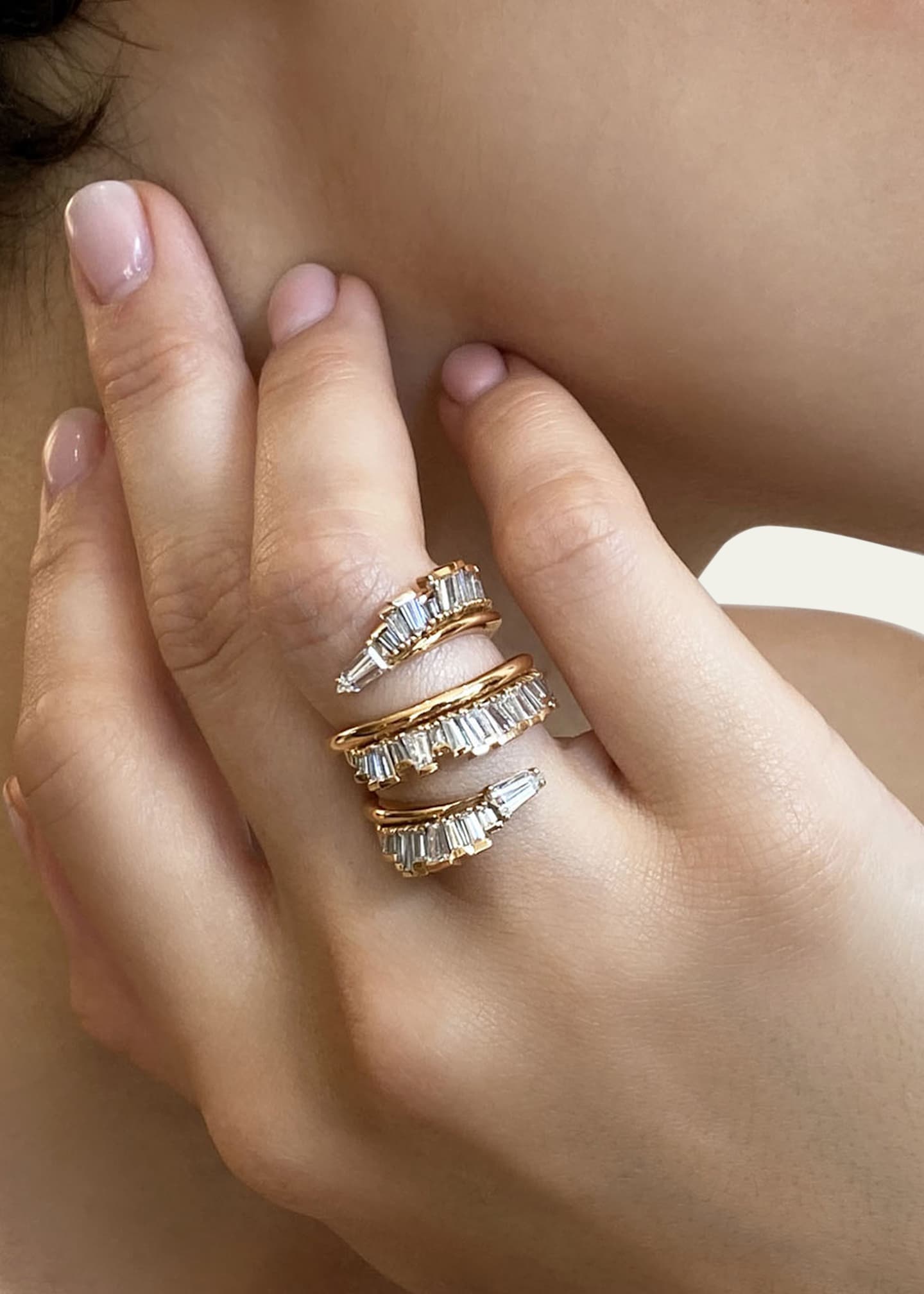 Nak Armstrong 20K Recycled Rose Gold Triple Ruched Coil Diamond Ring ...