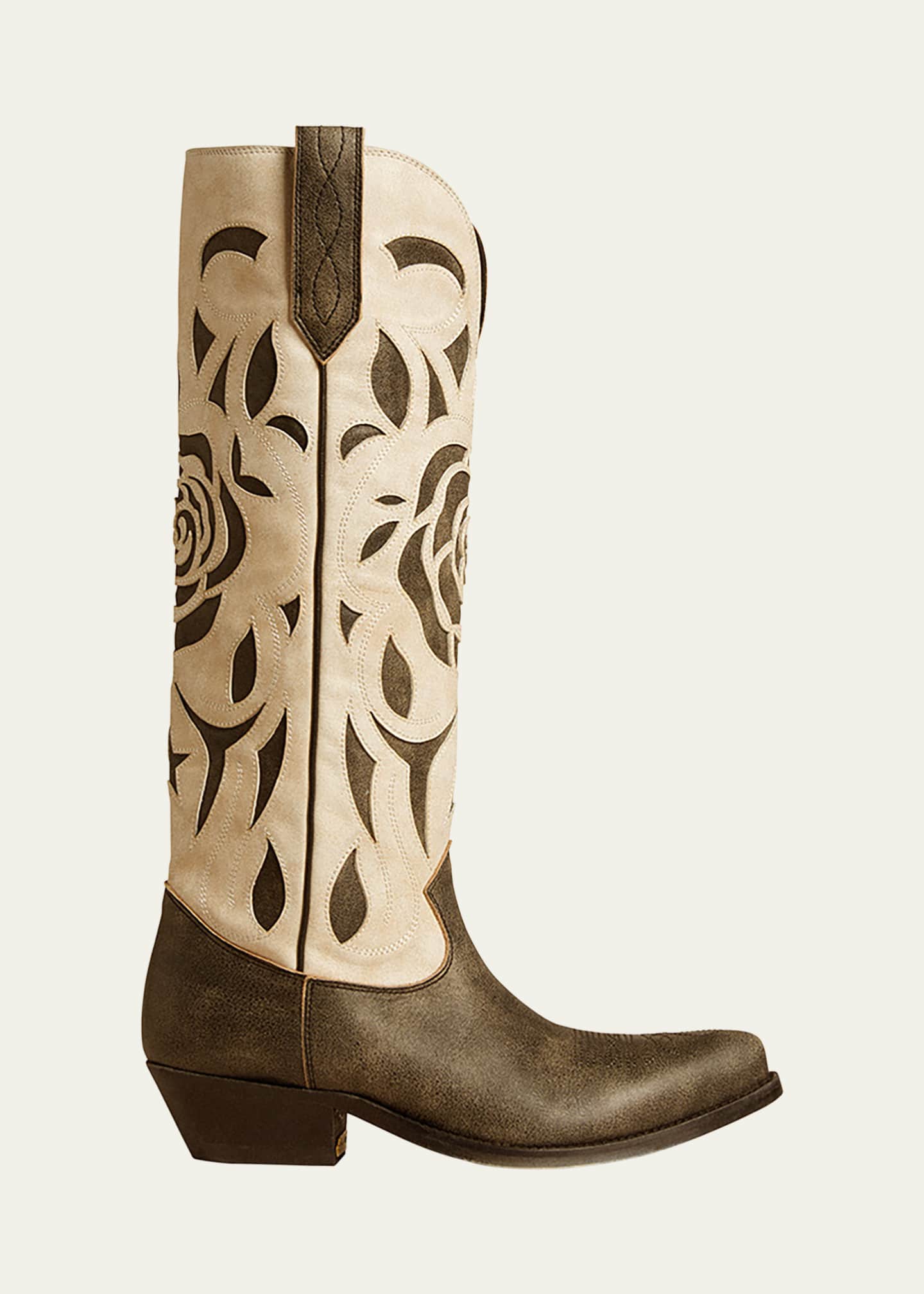 Golden Goose Wish Star Bicolor Mixed Leather Cowboy Boots - Bergdorf ...