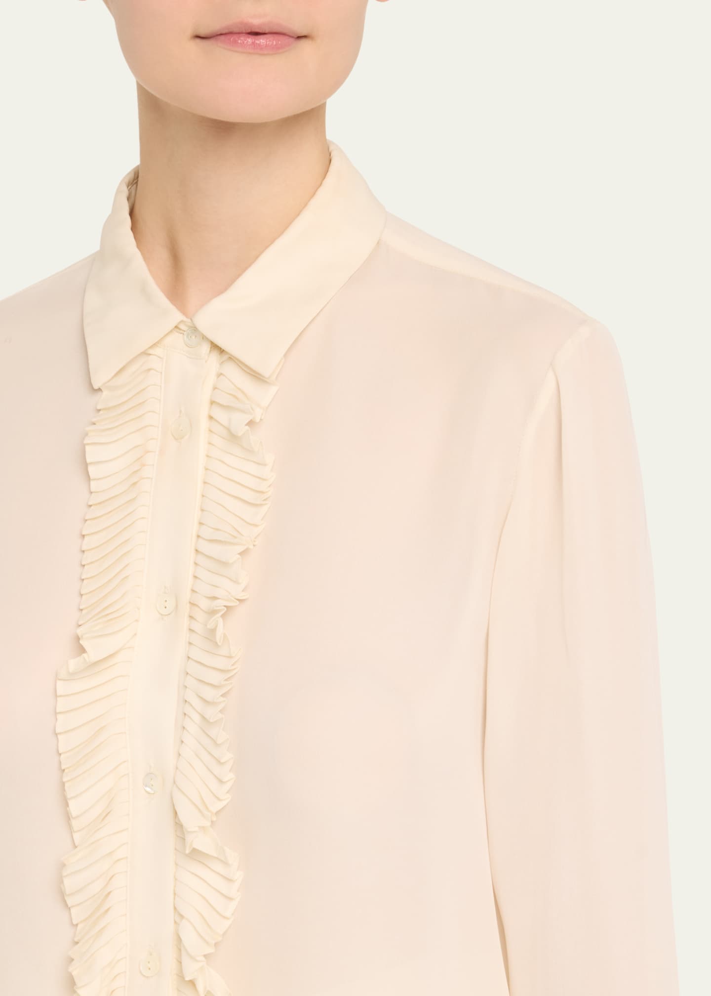 Nili Lotan Danika Ruffle Button Down Silk Top - Bergdorf Goodman