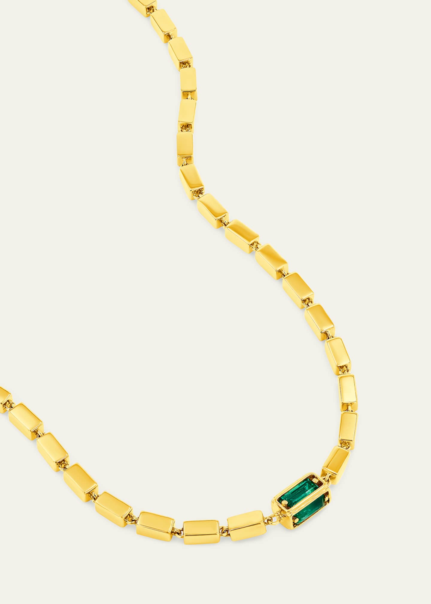 Suzanne Kalan 18K Yellow Gold Thick Block Chain Necklace with Emerald ...