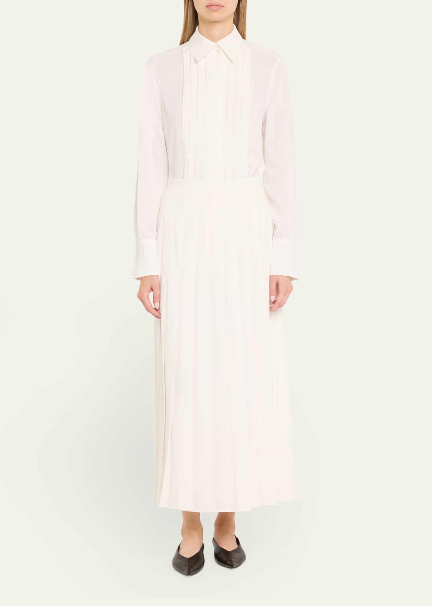 Lafayette 148 New York Pleated Pearly Beaded Blouse - Bergdorf Goodman