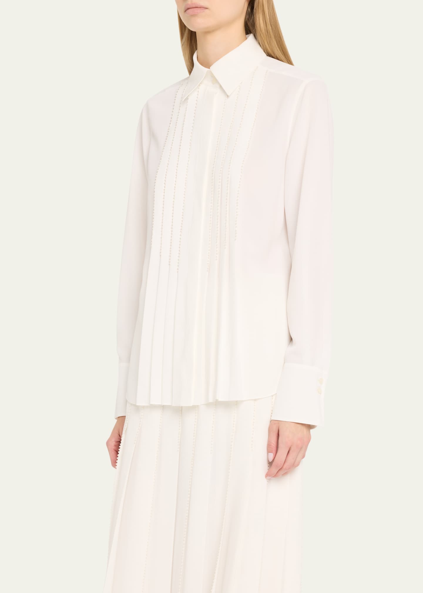 Lafayette 148 New York Pleated Pearly Beaded Blouse - Bergdorf Goodman