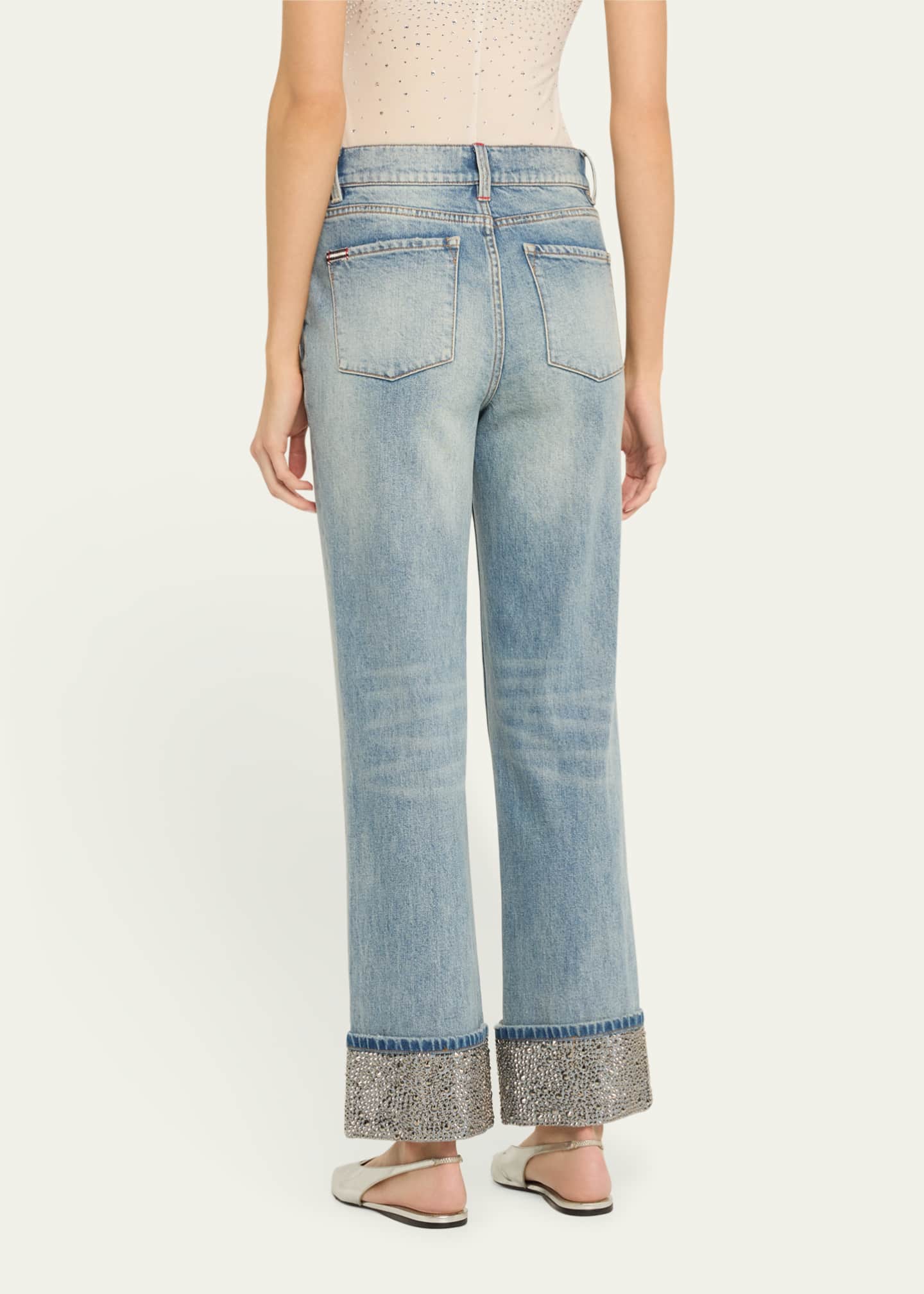 Alice + Olivia Weezy Embellished-Cuff Jeans - Bergdorf Goodman