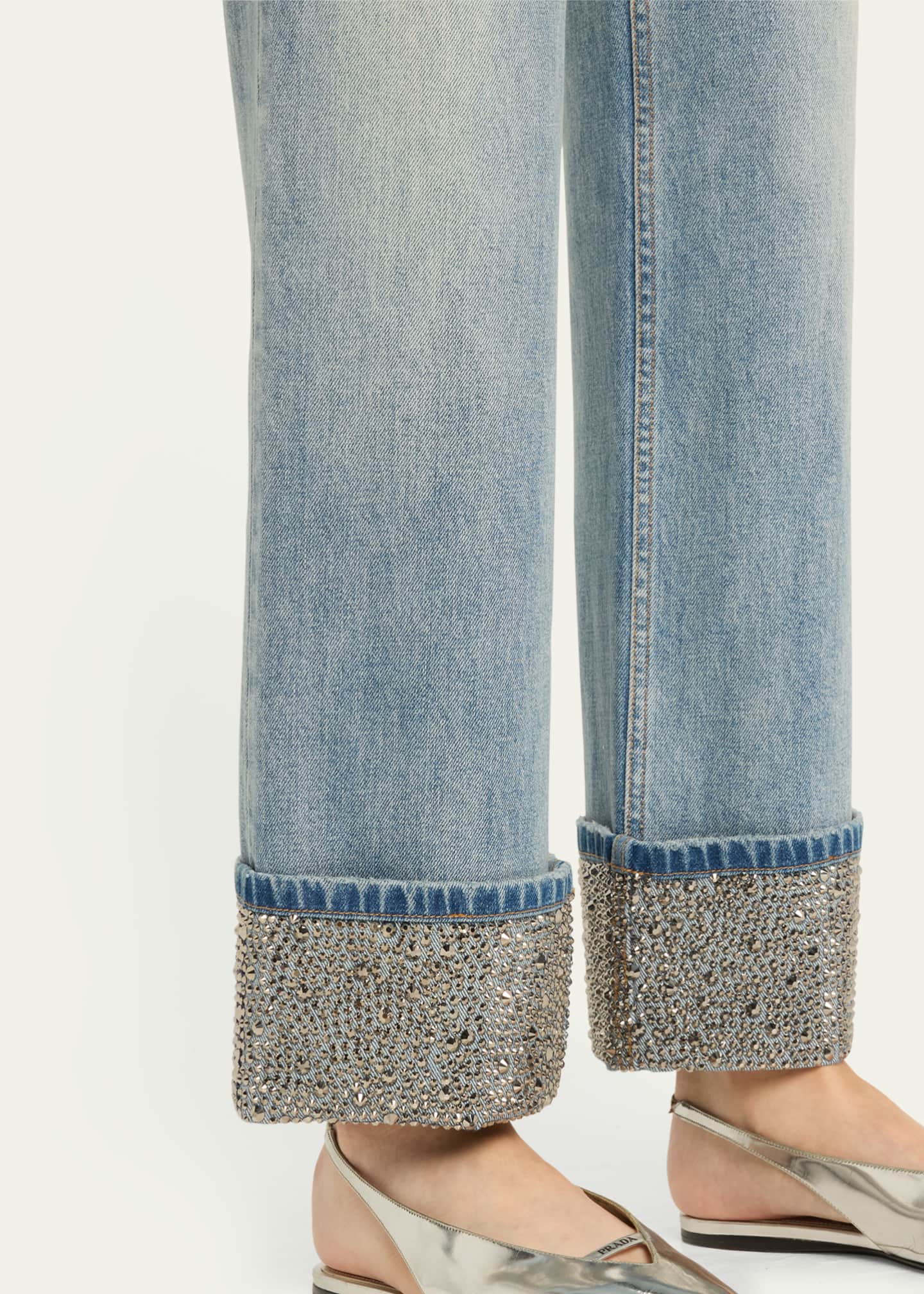 Alice + Olivia Weezy Embellished-Cuff Jeans - Bergdorf Goodman