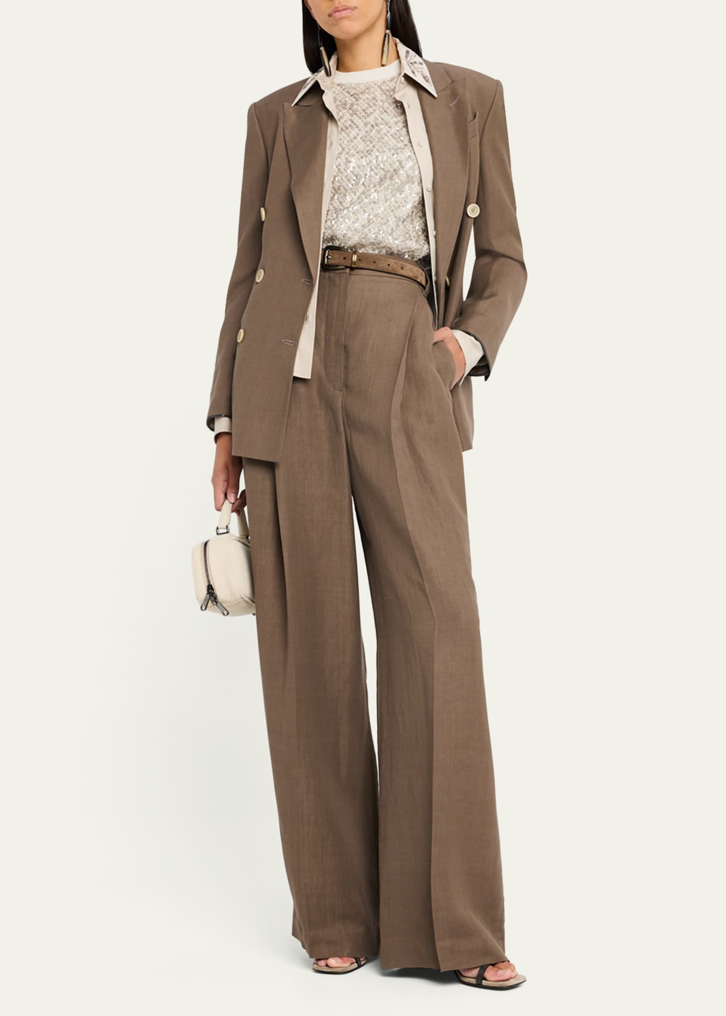 Brunello Cucinelli Double-Breasted Fluid Linen Twill Blazer - Bergdorf ...