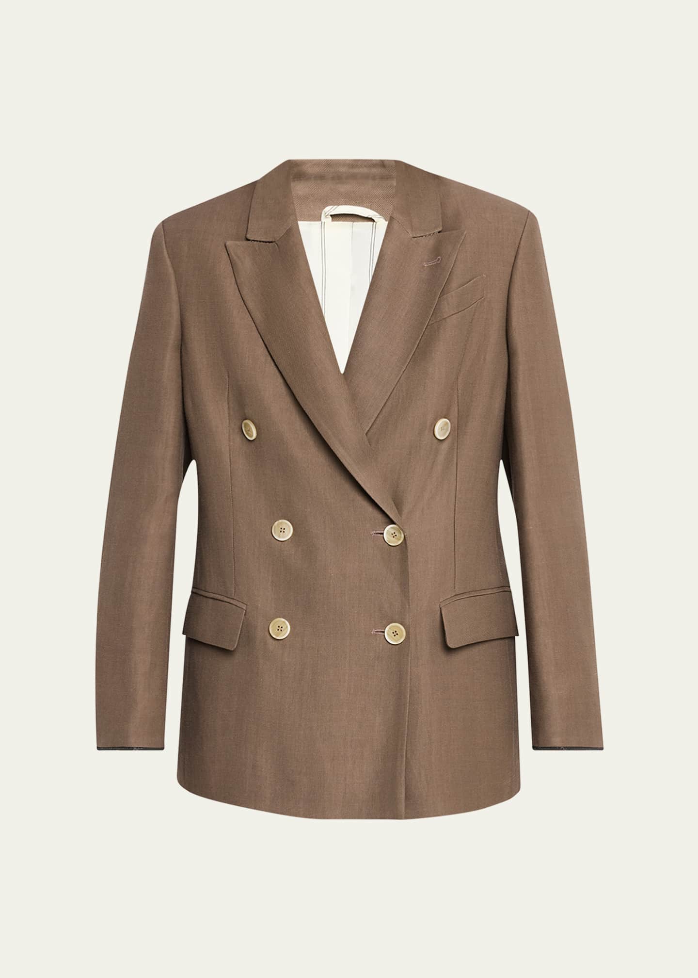 Brunello Cucinelli Double-Breasted Fluid Linen Twill Blazer - Bergdorf ...