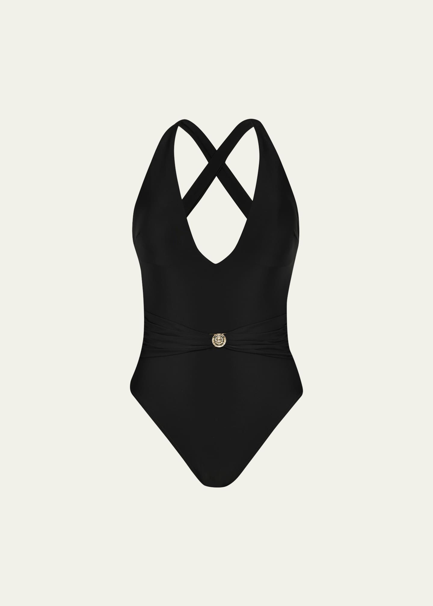 L'Agence Lisa Solids Plunge One-Piece Swimsuit - Bergdorf Goodman