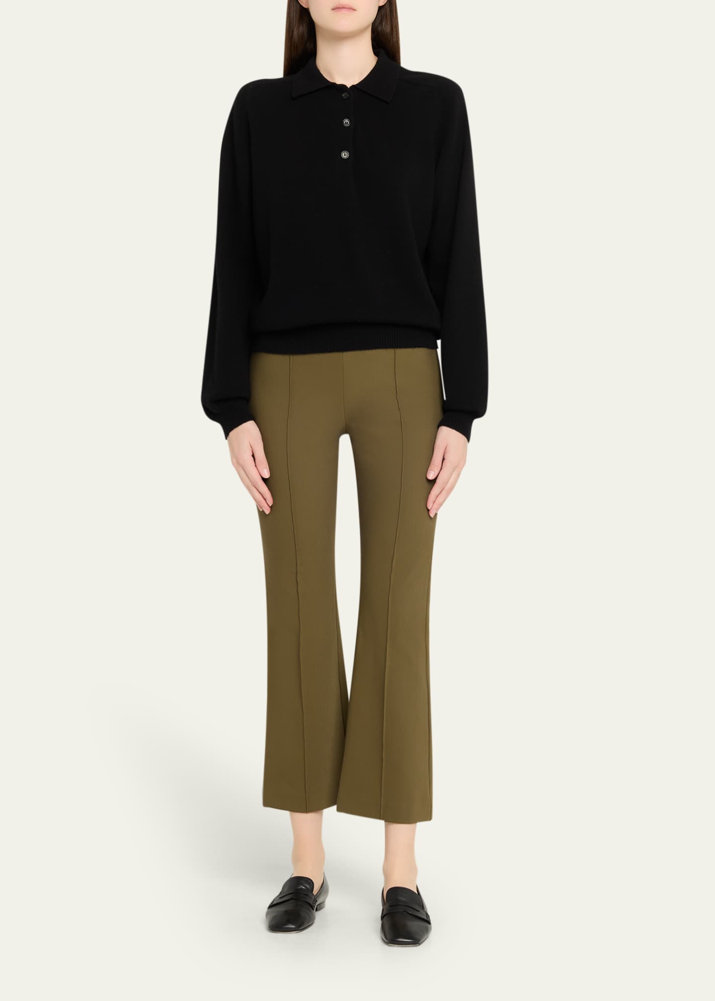 Vince Cropped Flare-Leg Pintuck Pants - Bergdorf Goodman