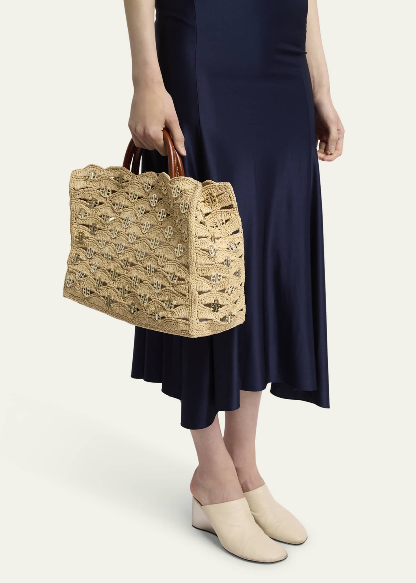Rabanne Sac a Main Disc-Link Raffia Tote Bag - Bergdorf Goodman