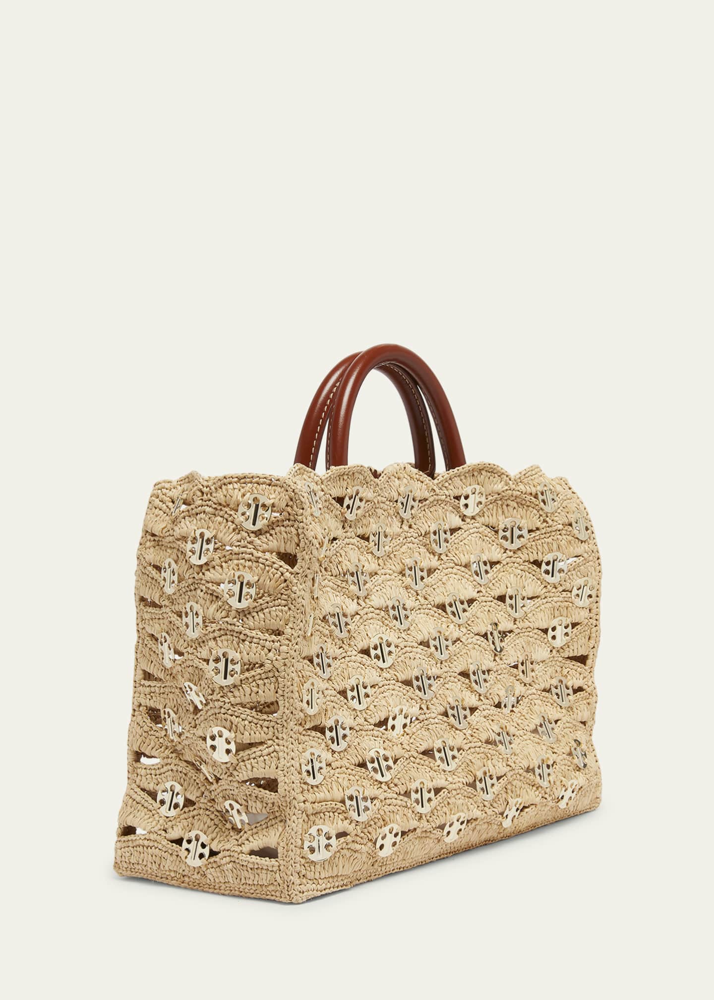 Rabanne Sac a Main Disc-Link Raffia Tote Bag - Bergdorf Goodman