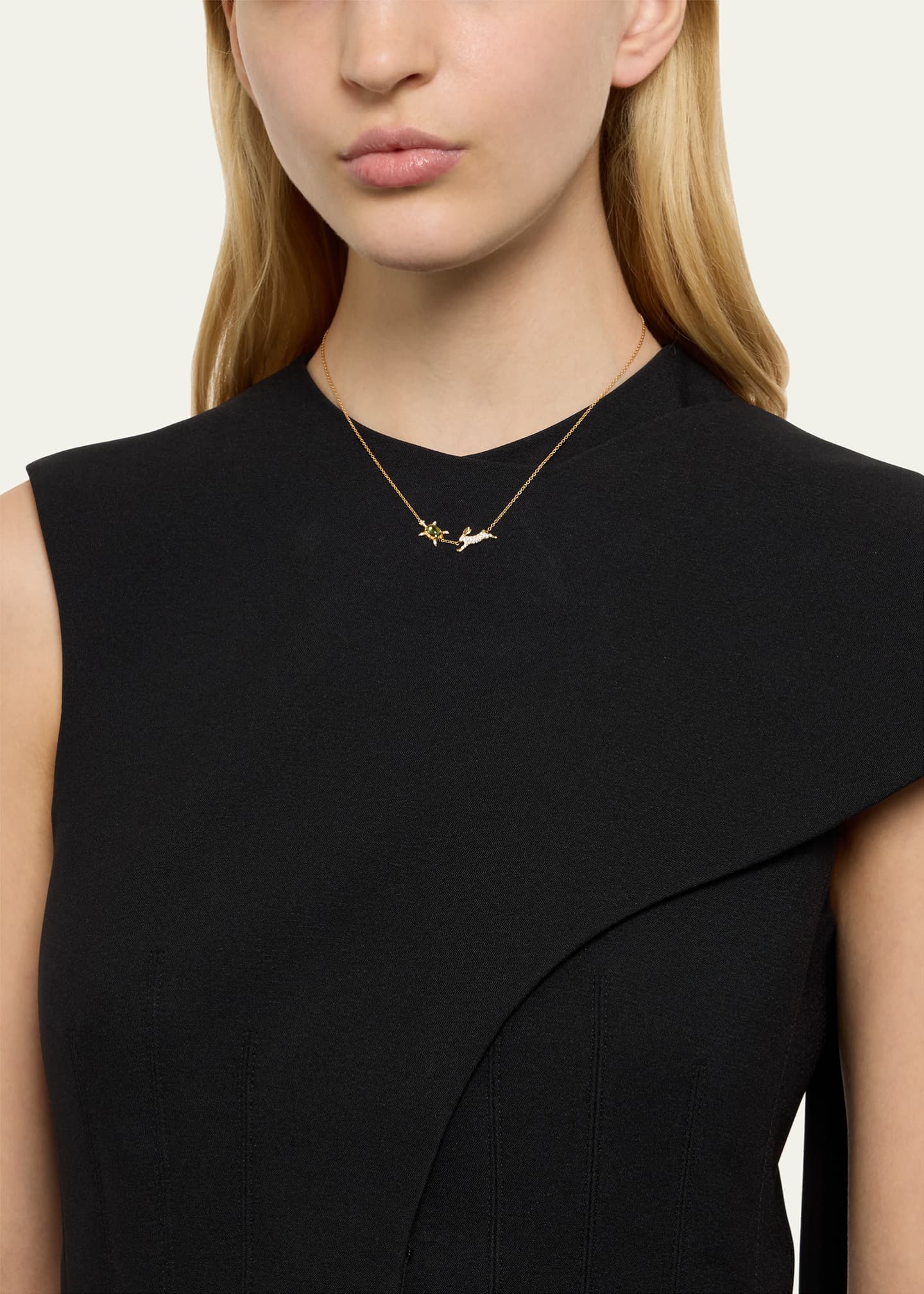 Monica Rich Kosann The Tortoise and the Hare 18K Gold Diamond Necklace ...