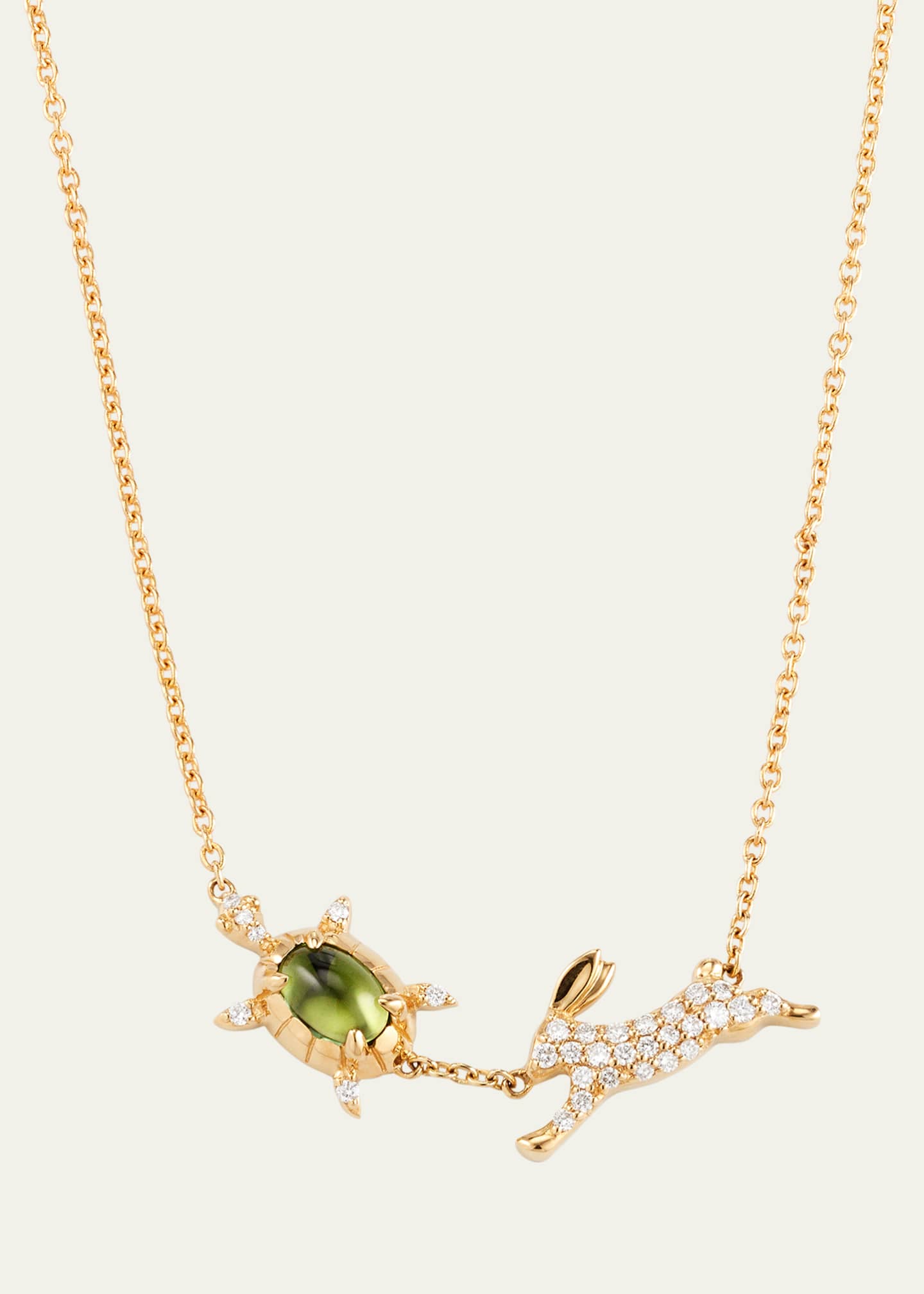 Monica Rich Kosann The Tortoise and the Hare 18K Gold Diamond Necklace ...