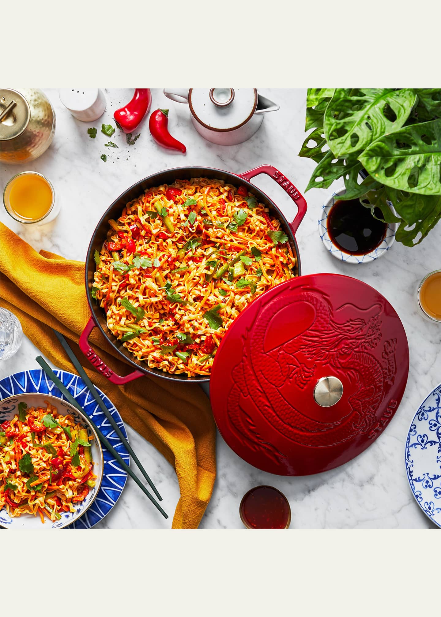 Staub Cast Iron Essential French Oven with Dragon Lid, 3.75 Quarts ...