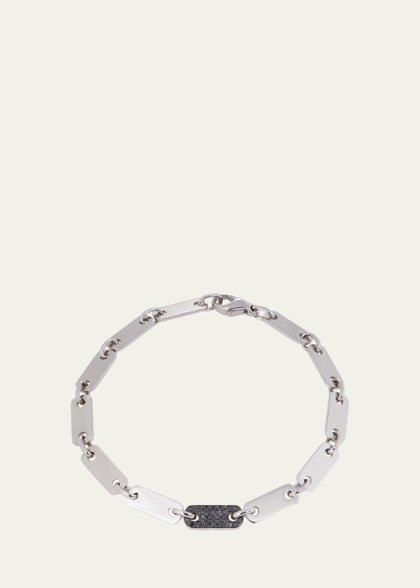 Sidney Garber Men's 18K White Gold Flat Link Tab Chain Bracelet with ...