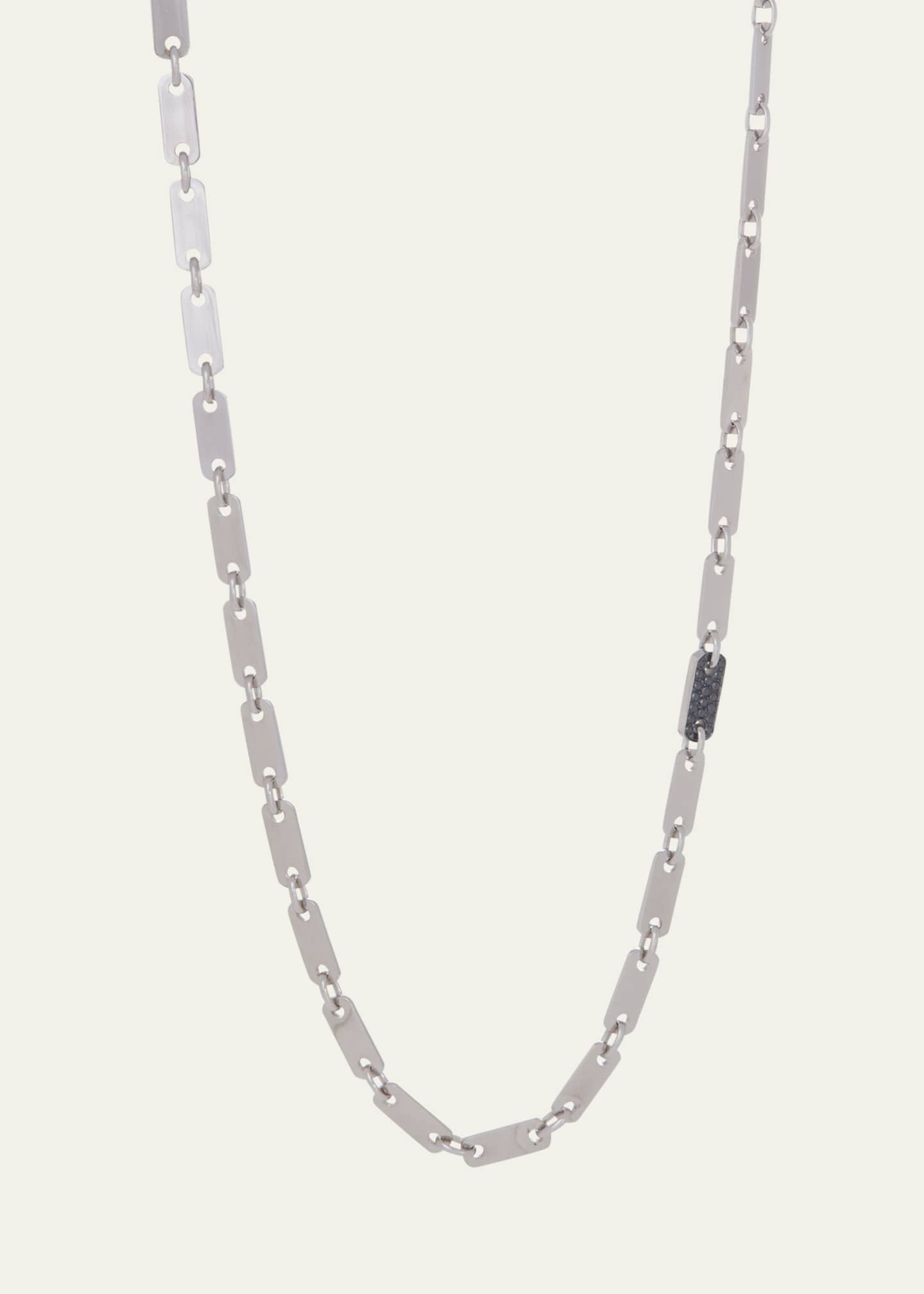 Sidney Garber Men's 18K White Gold Flat Link Tab Chain Necklace with ...