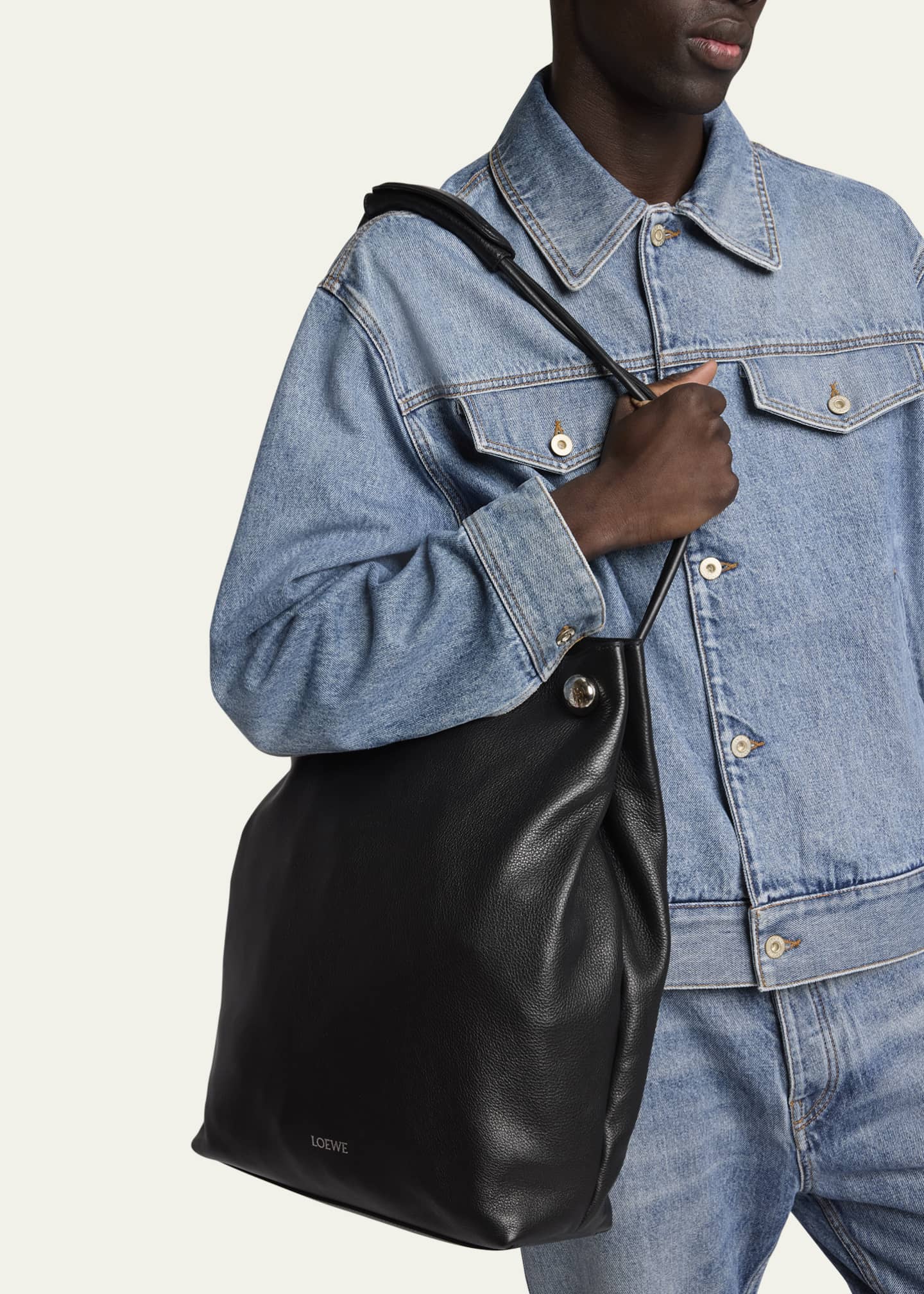 Loewe Men's Pebble Leather Hobo Bag - Bergdorf Goodman