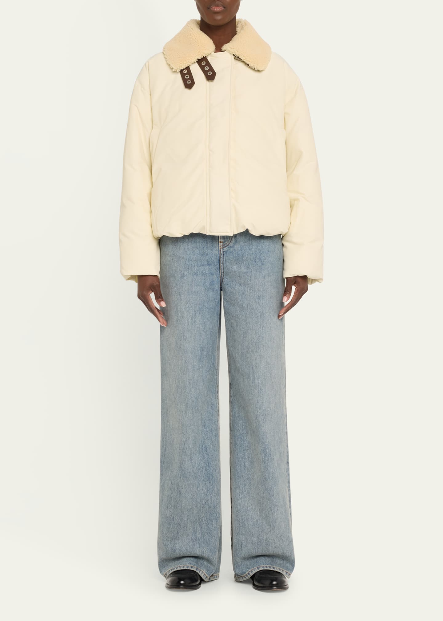 Loewe Faux-Shearling Collar Puffer Jacket - Bergdorf Goodman