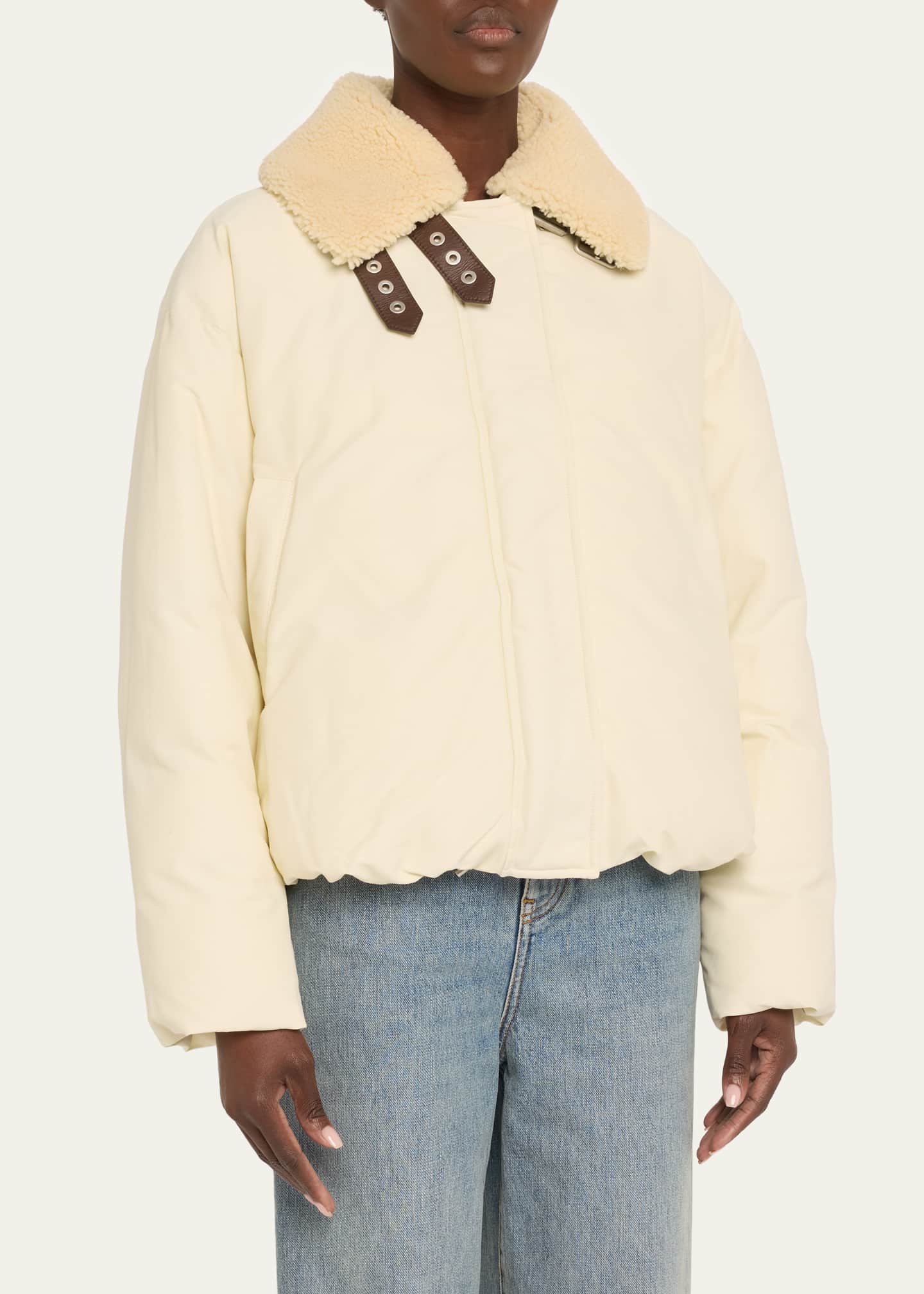 Loewe Faux-Shearling Collar Puffer Jacket - Bergdorf Goodman