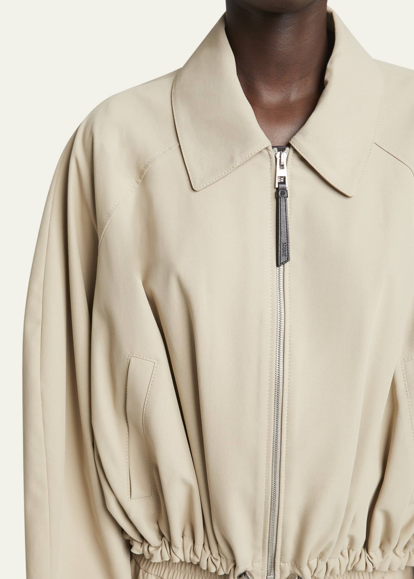 Loewe Cropped Zip Up Drawstring Balloon Jacket - Bergdorf Goodman