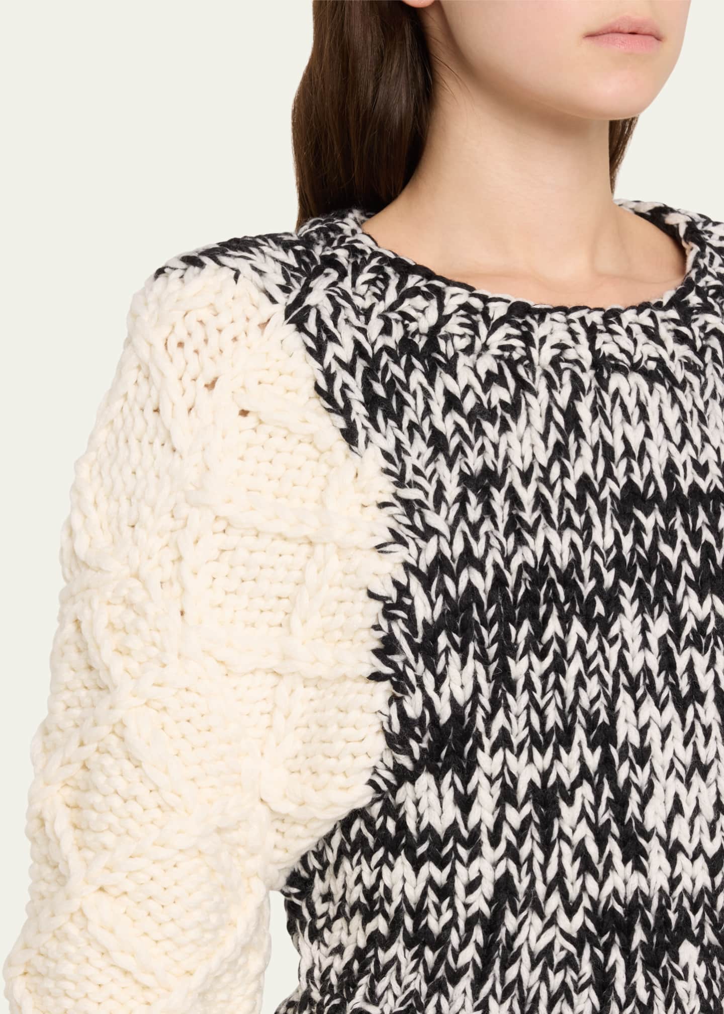 Loewe Marled Cable Wool Shrunken Sweater - Bergdorf Goodman