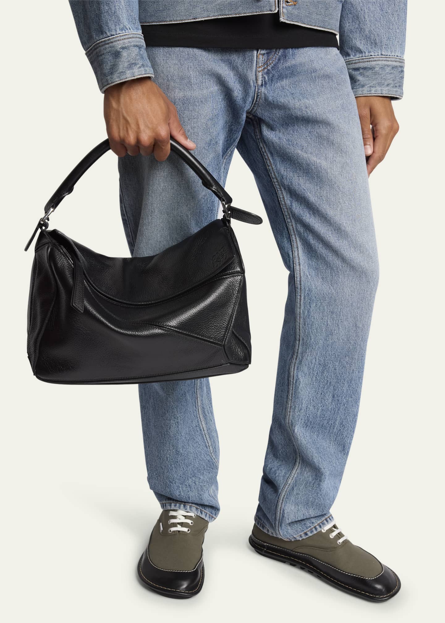 Loewe Men's Large Puzzle Shoulder Bag in Grained Deerskin - Bergdorf ...