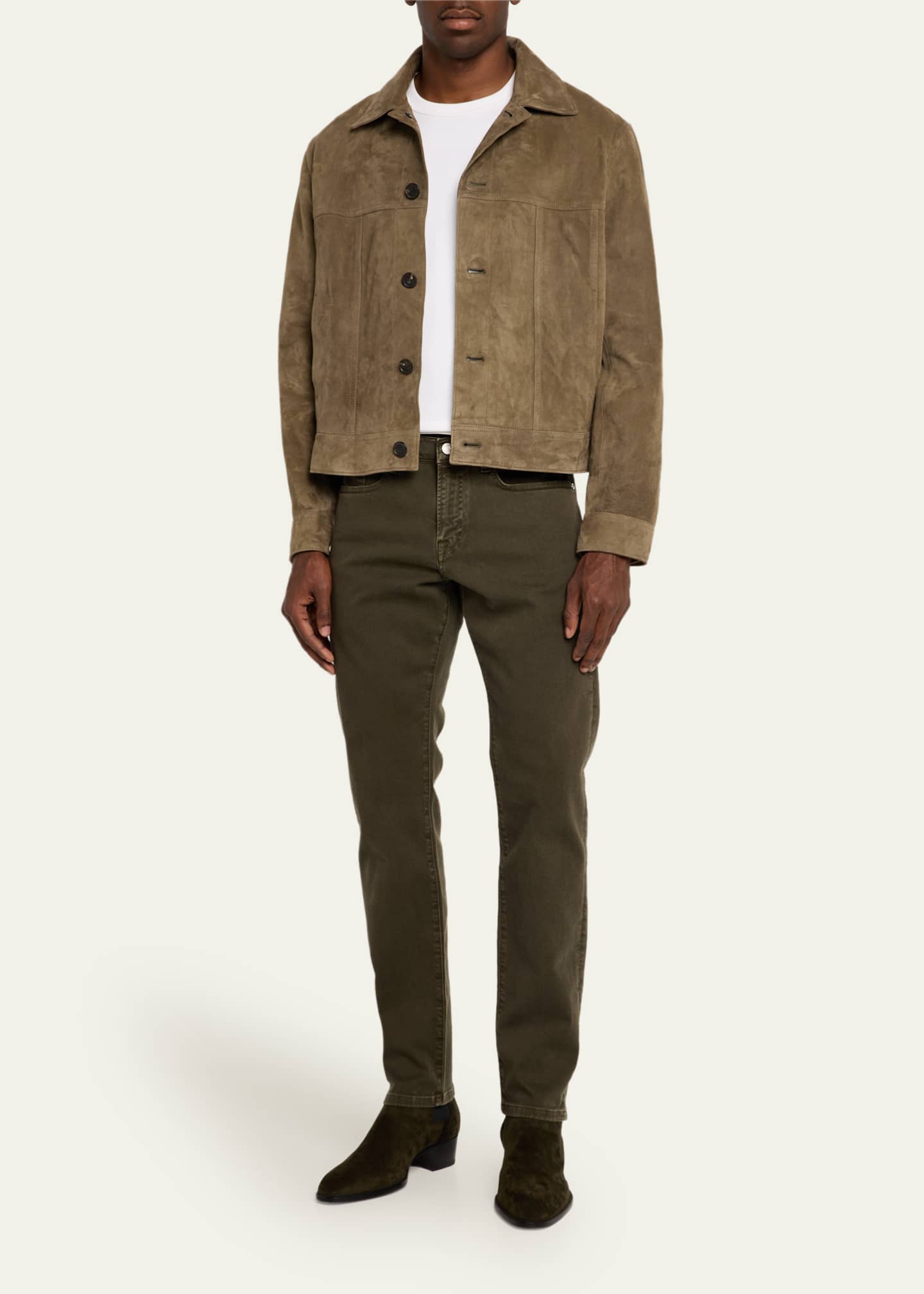 FRAME Men's Suede Trucker Jacket - Bergdorf Goodman