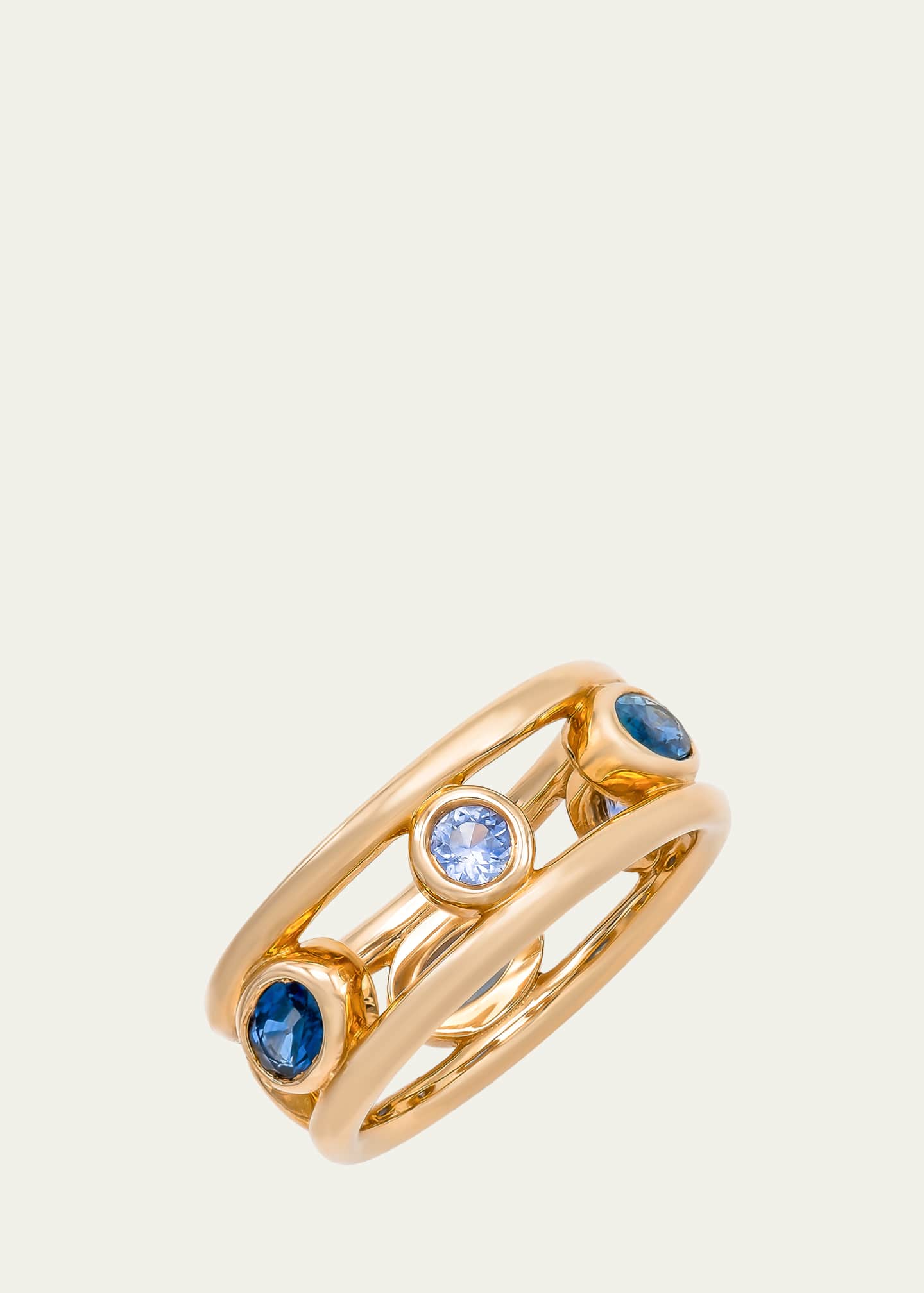 Audrey C. Jewels 14K Yellow Gold Crown Ring with Ombre Blue Sapphires ...