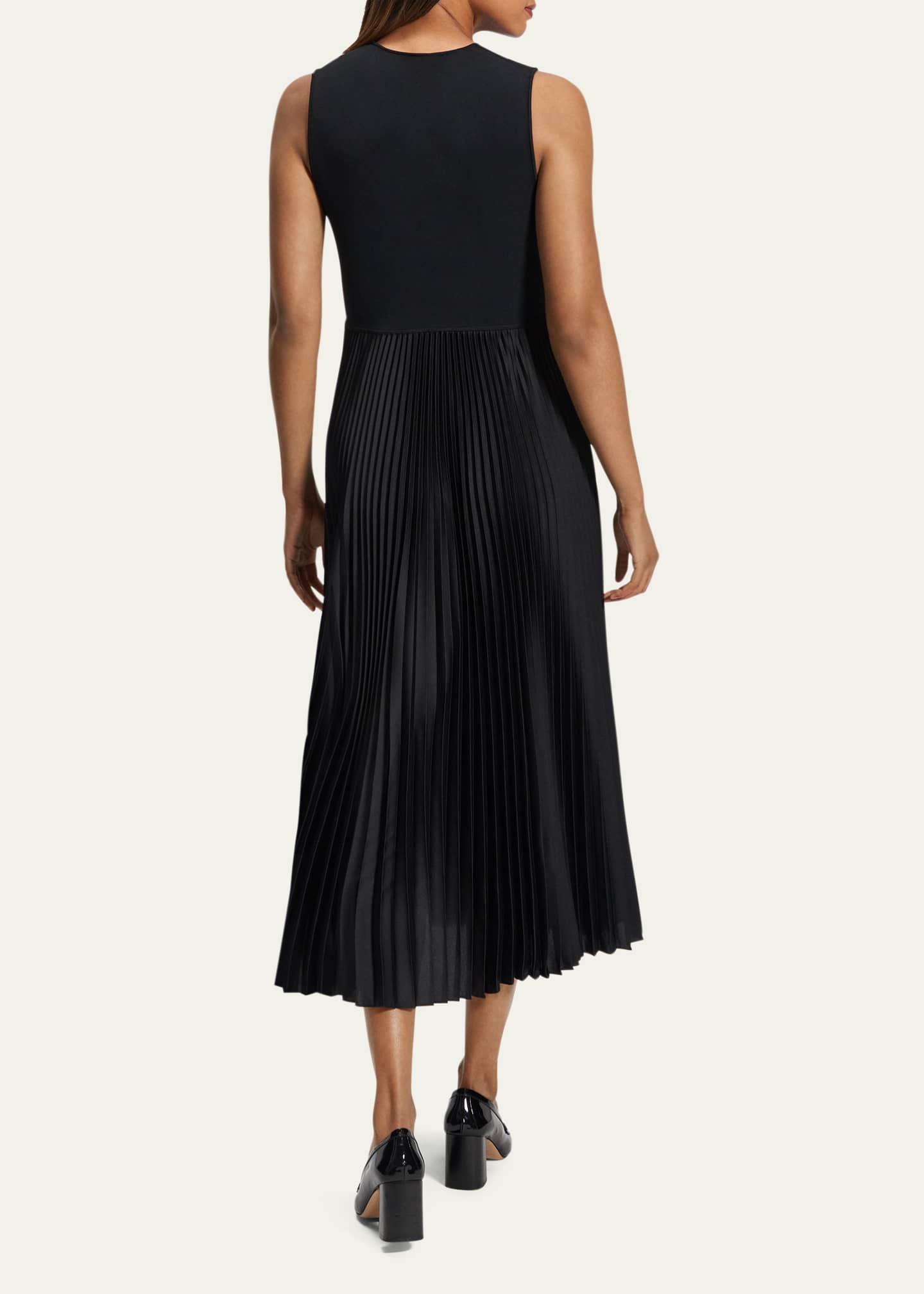 Theory Combo Satin Pleated Dress - Bergdorf Goodman