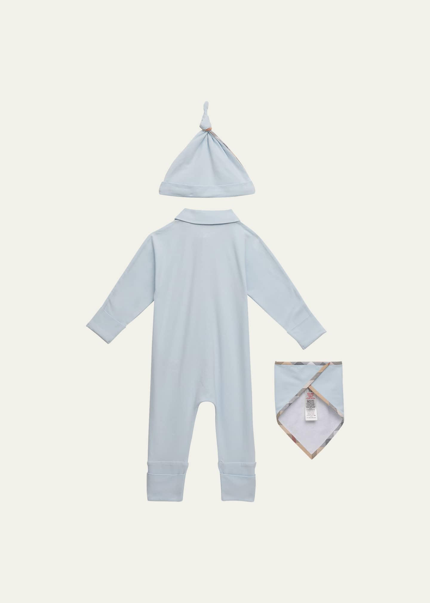 Burberry Boy's Hamilton Footie, Bib, and Hat Gift Set, Size 1M-12M ...