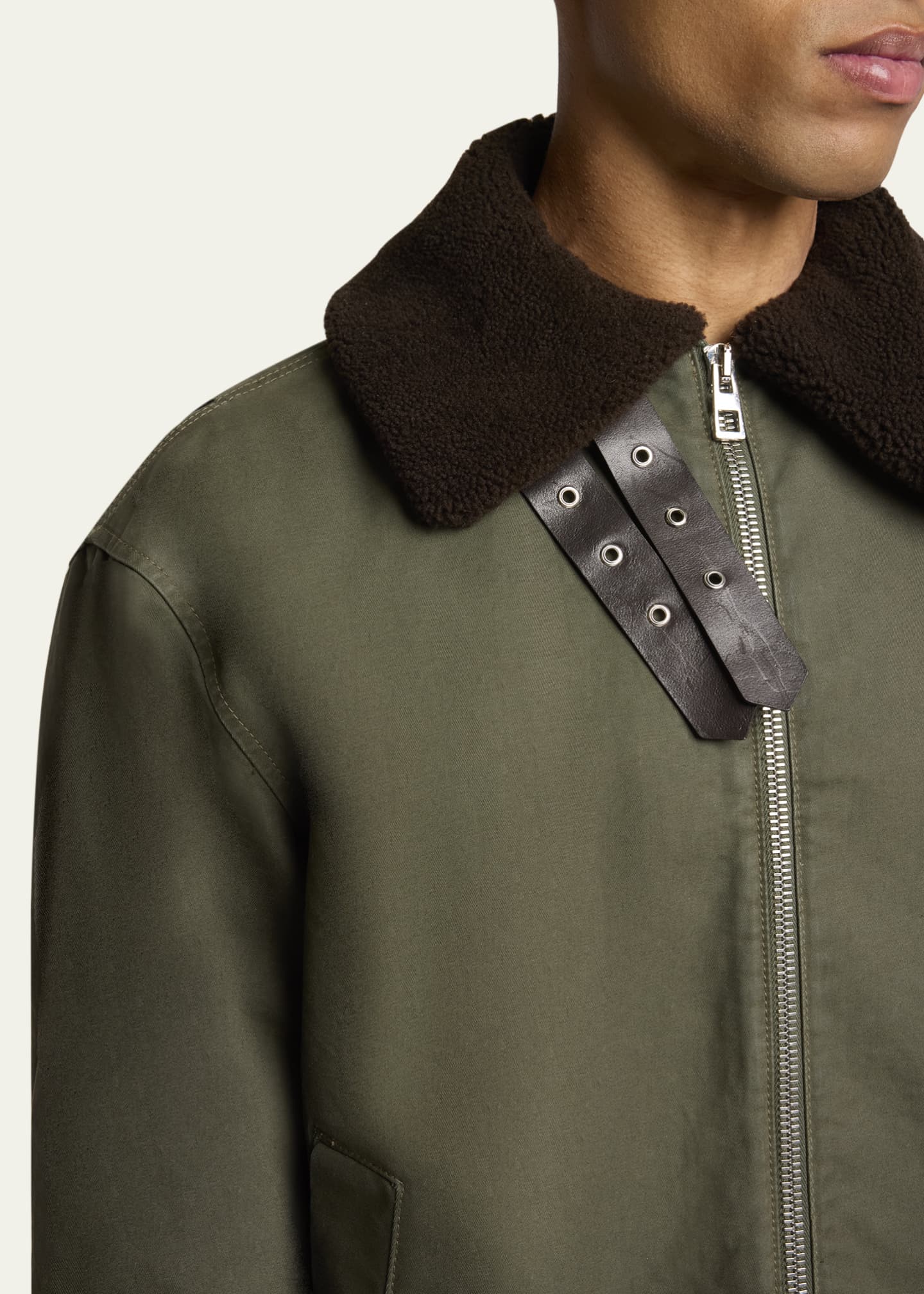 Loewe Men's Cotton Shearling-Collar Aviator Jacket - Bergdorf Goodman