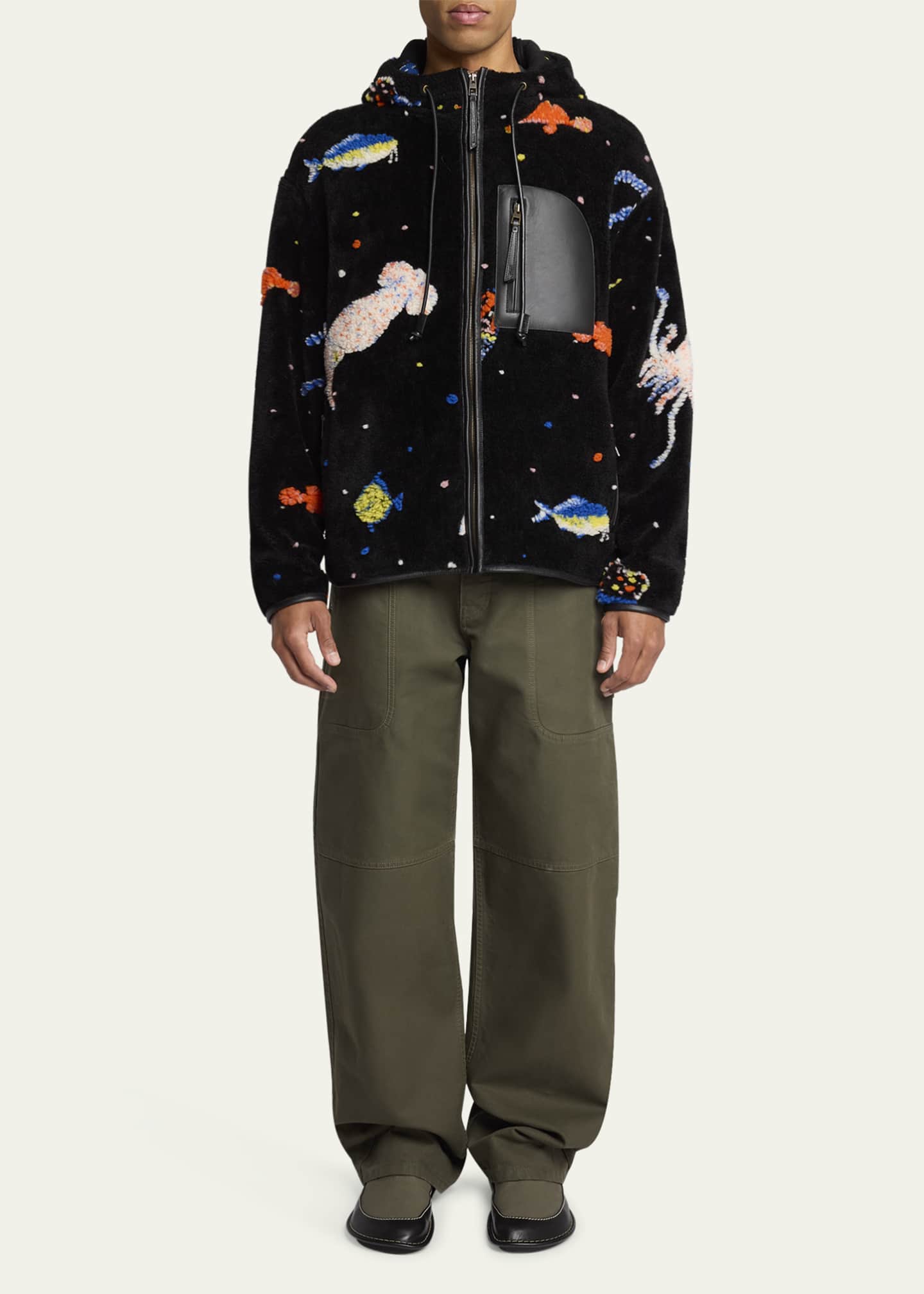 Loewe Men's Deep Sea Fleece Hooded Jacket - Bergdorf Goodman