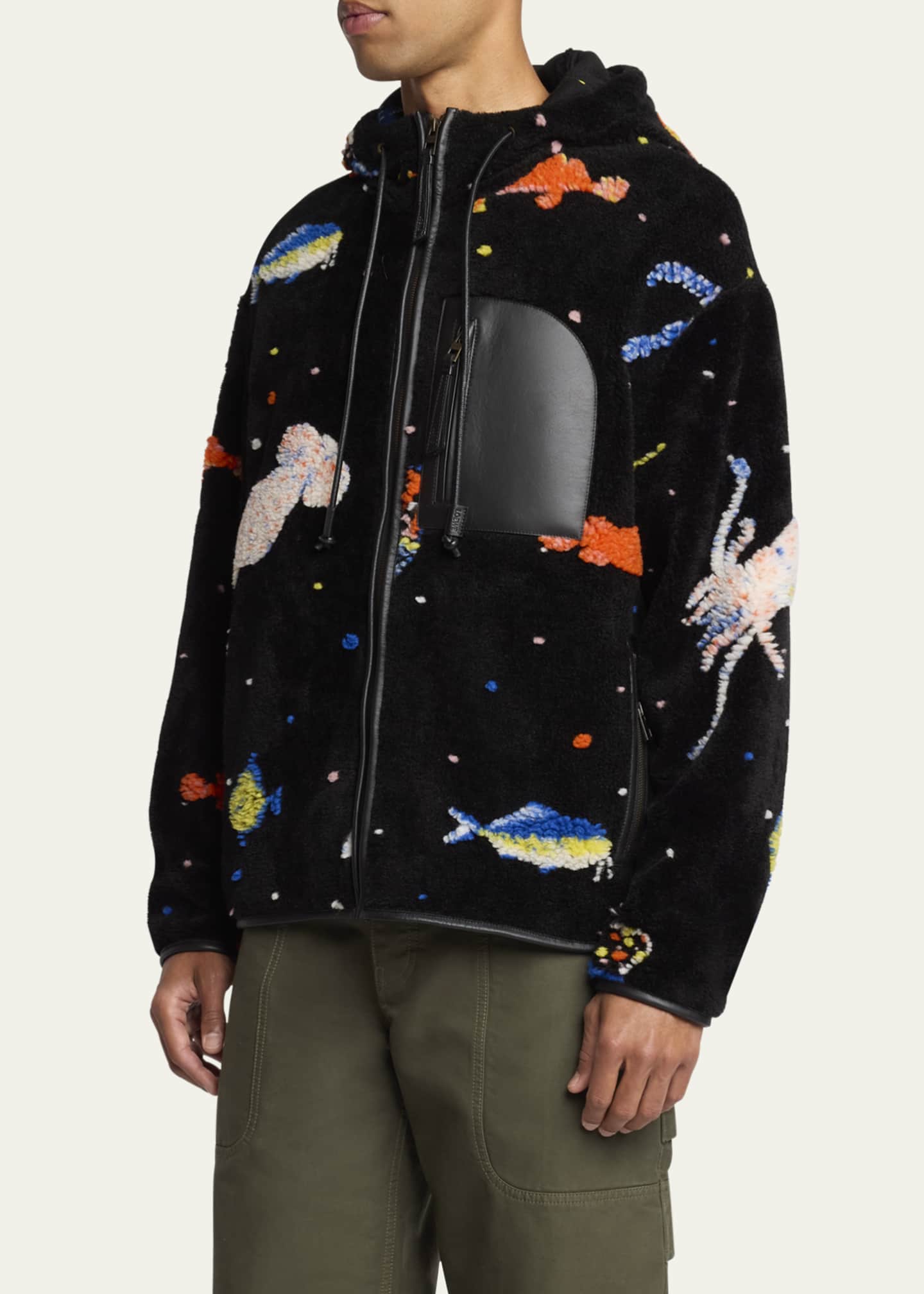Loewe Men's Deep Sea Fleece Hooded Jacket - Bergdorf Goodman