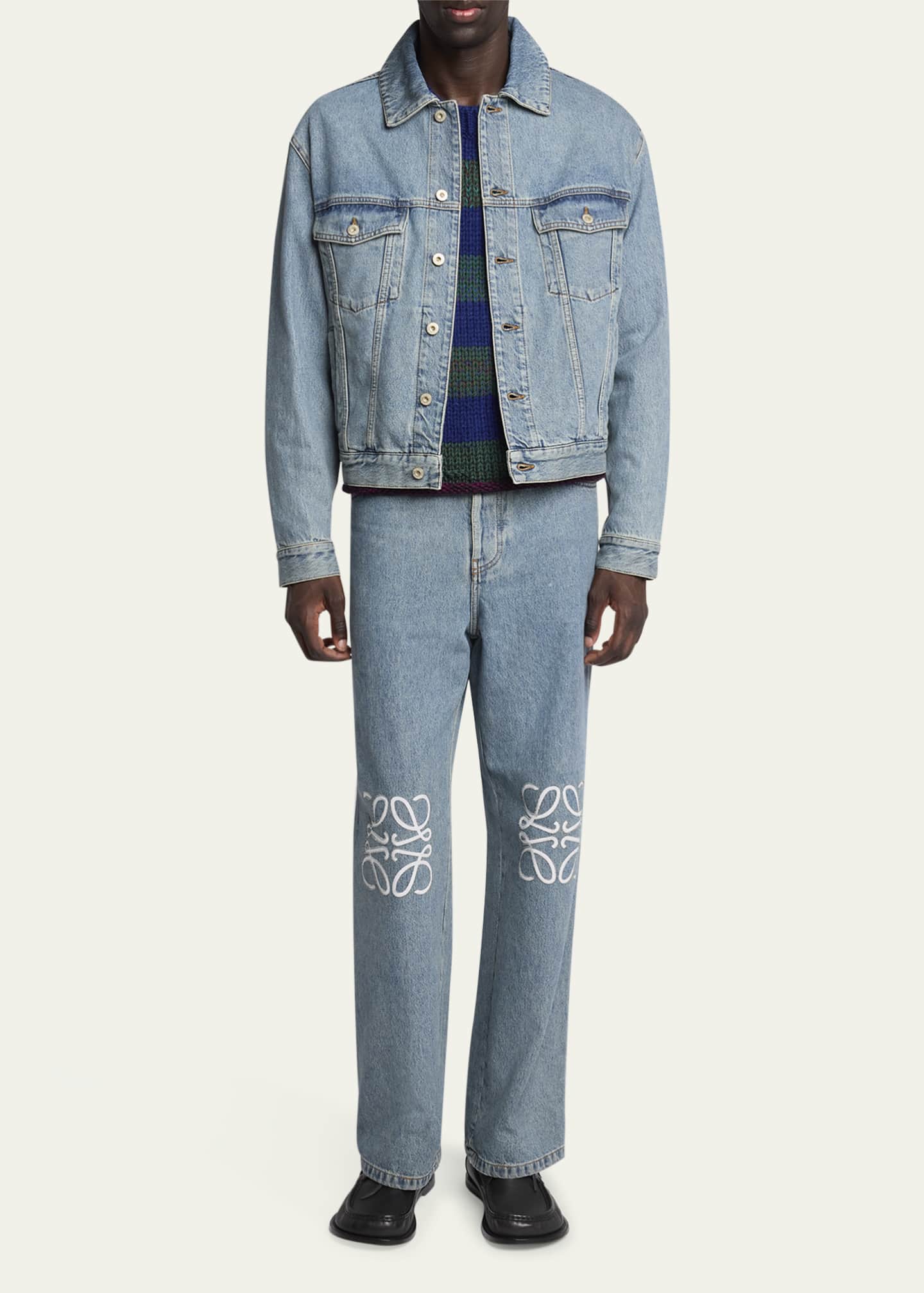 Loewe Men's Anagram Elbow Trucker Jacket - Bergdorf Goodman
