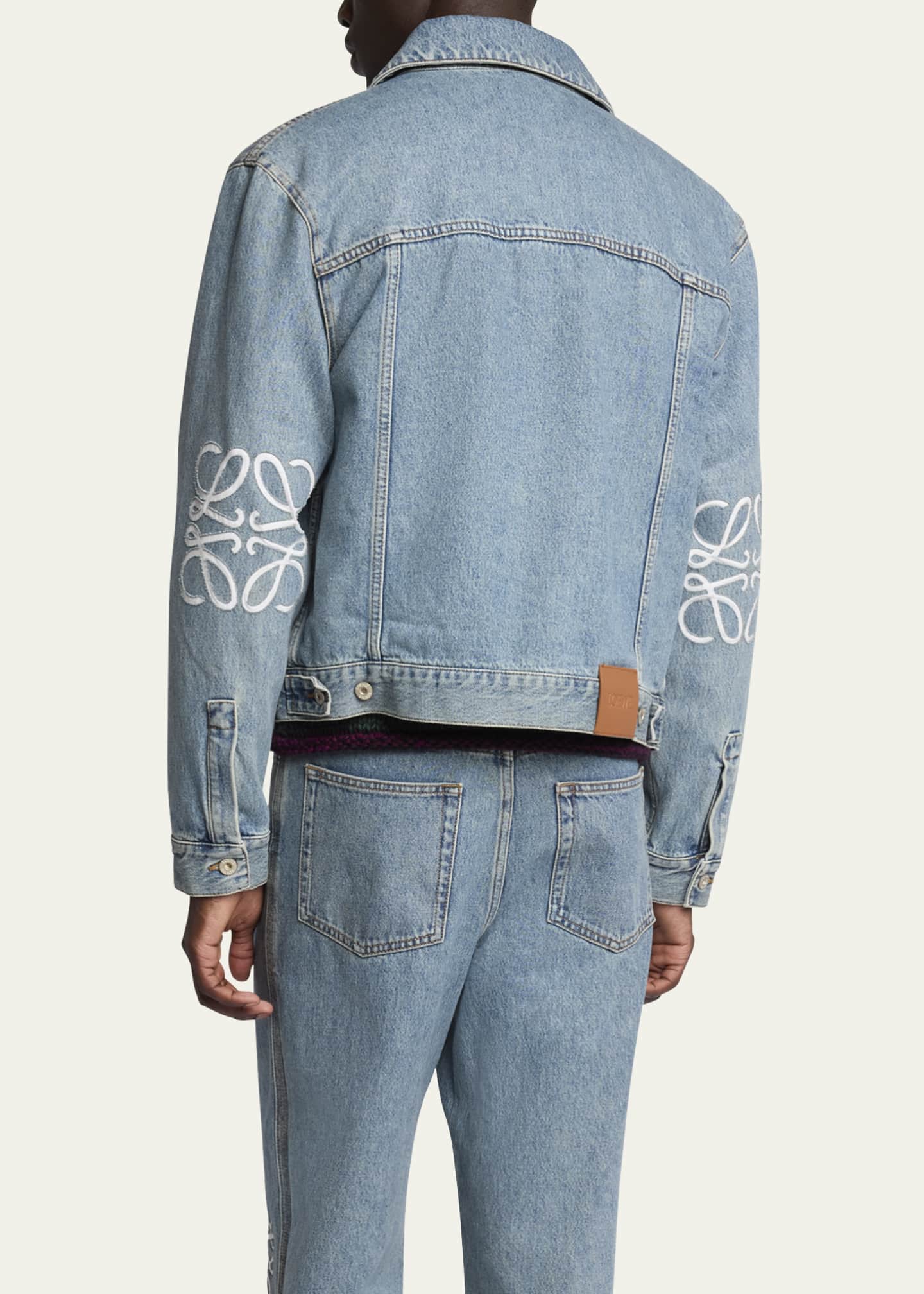 Loewe Men's Anagram Elbow Trucker Jacket - Bergdorf Goodman