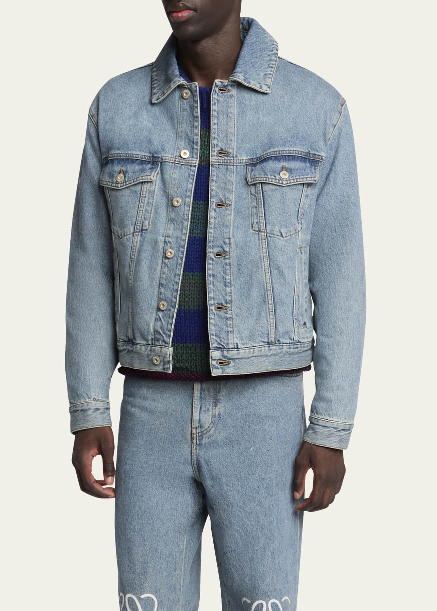 Loewe Men's Anagram Elbow Trucker Jacket - Bergdorf Goodman