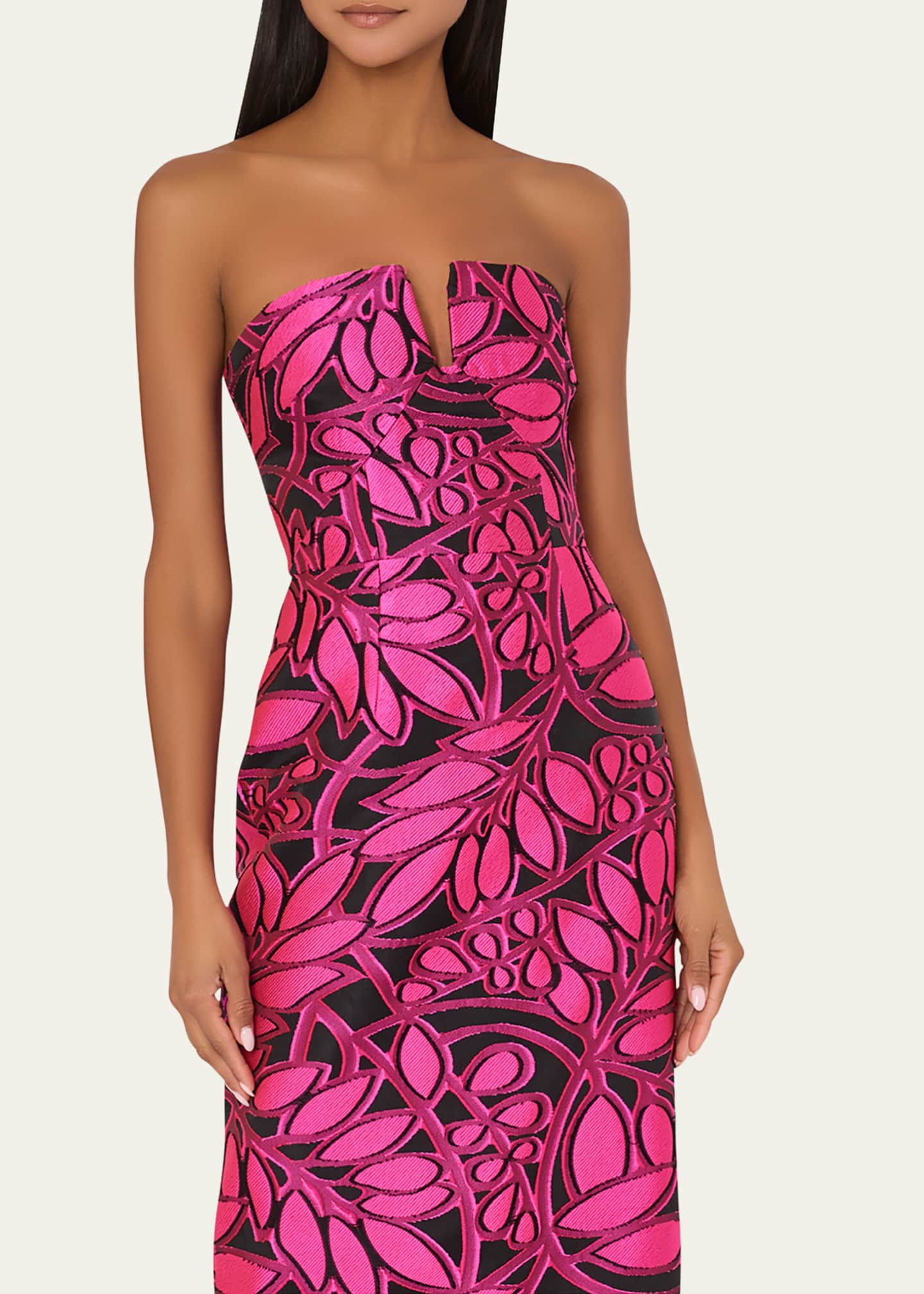 Milly Judith Strapless Palm Jacquard Maxi Dress - Bergdorf Goodman