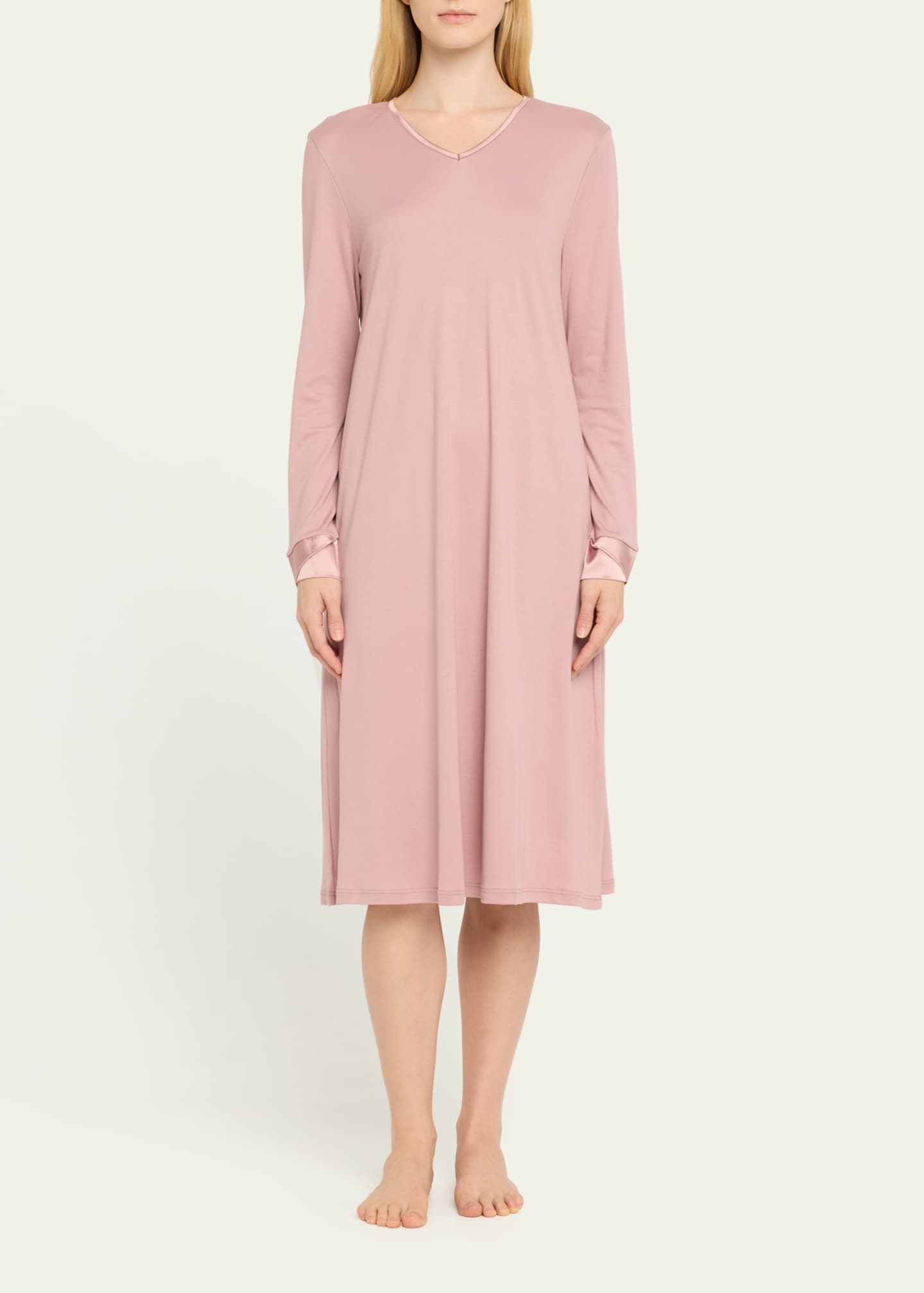 Hanro Virginia Silk-Trim Cotton Modal Nightgown - Bergdorf Goodman