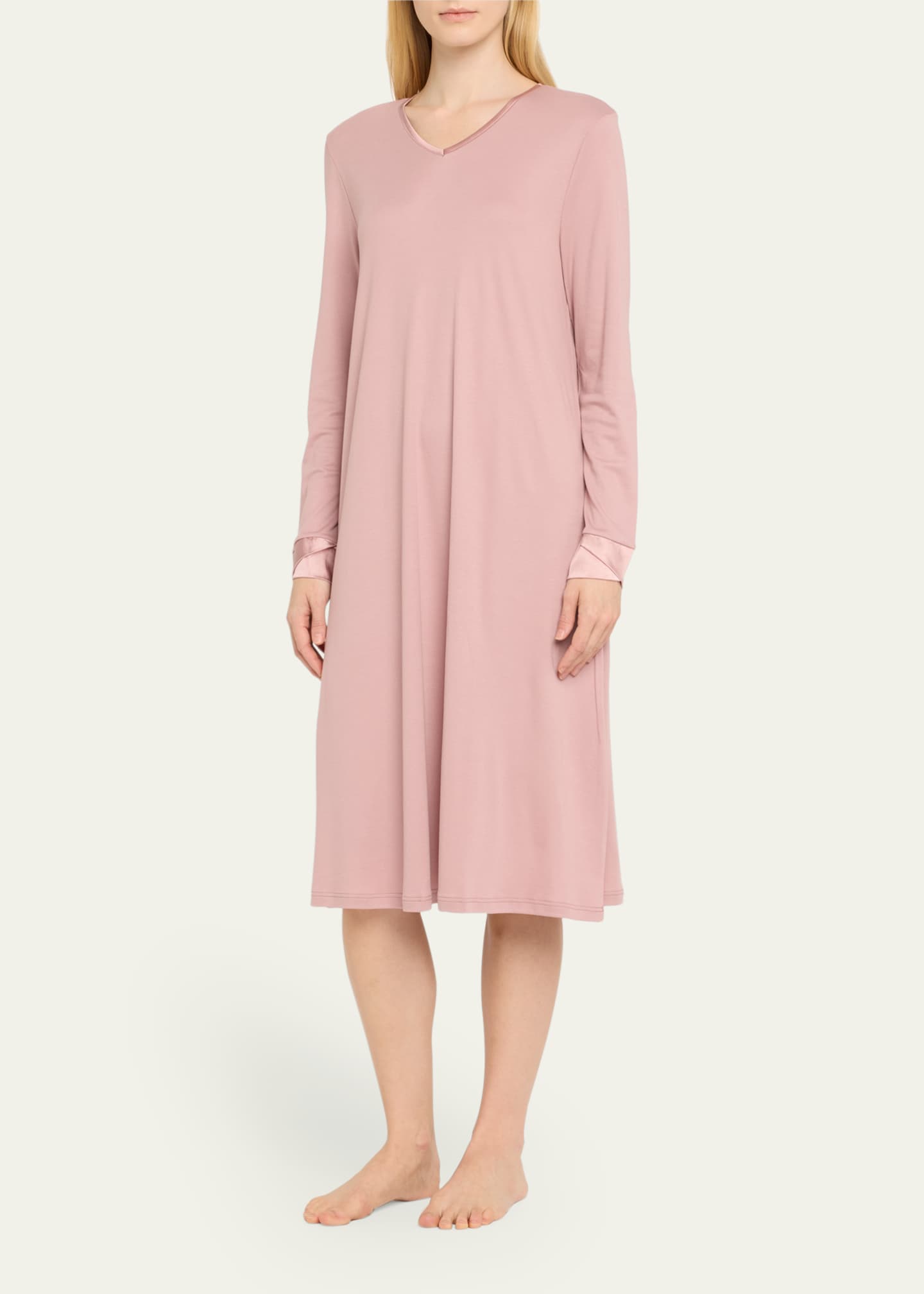 Hanro Virginia Silk-Trim Cotton Modal Nightgown - Bergdorf Goodman