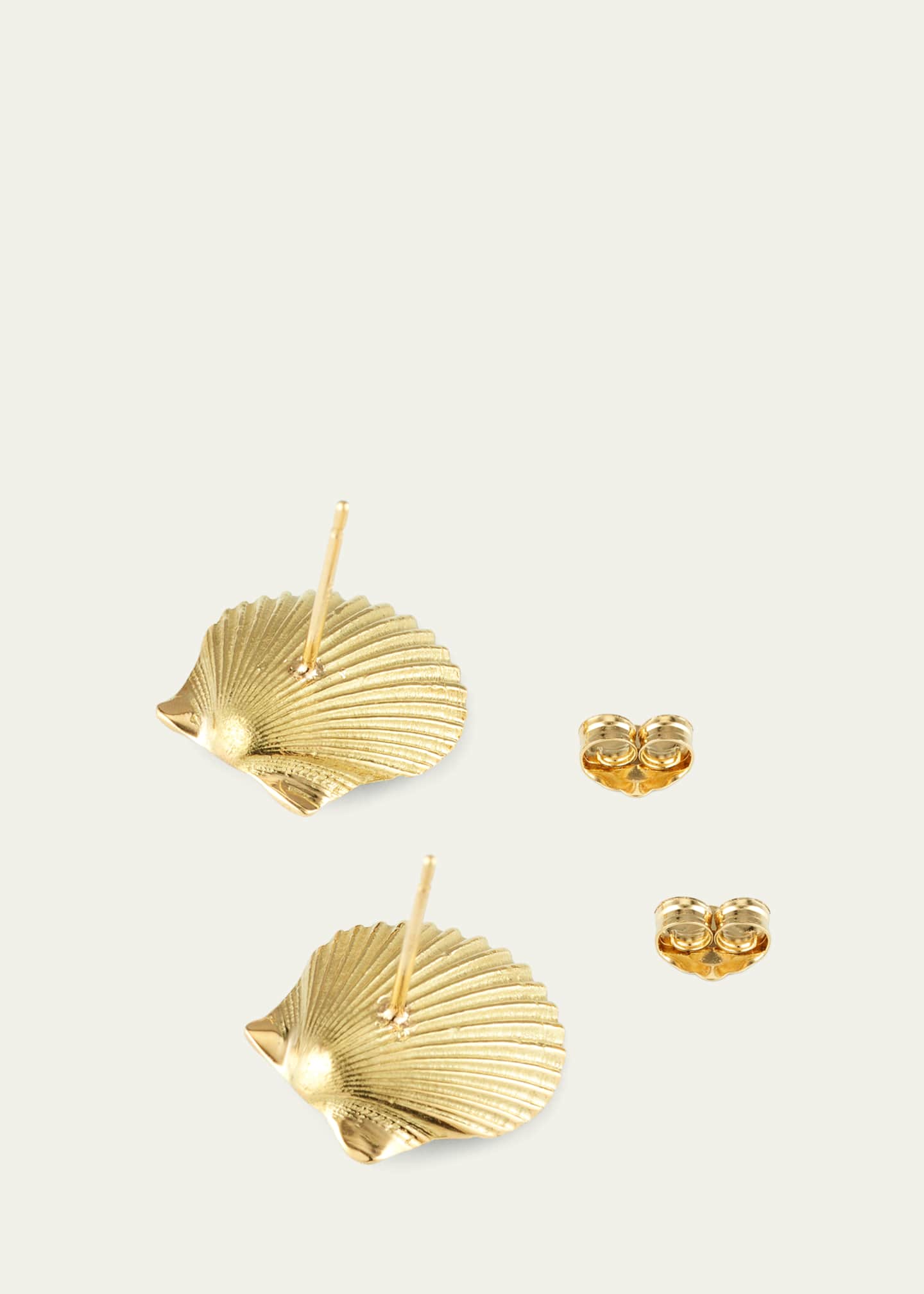 Katey Walker 18K Yellow Gold Small Scallop Shell Stud Earrings with White Pearls - Bergdorf Goodman
